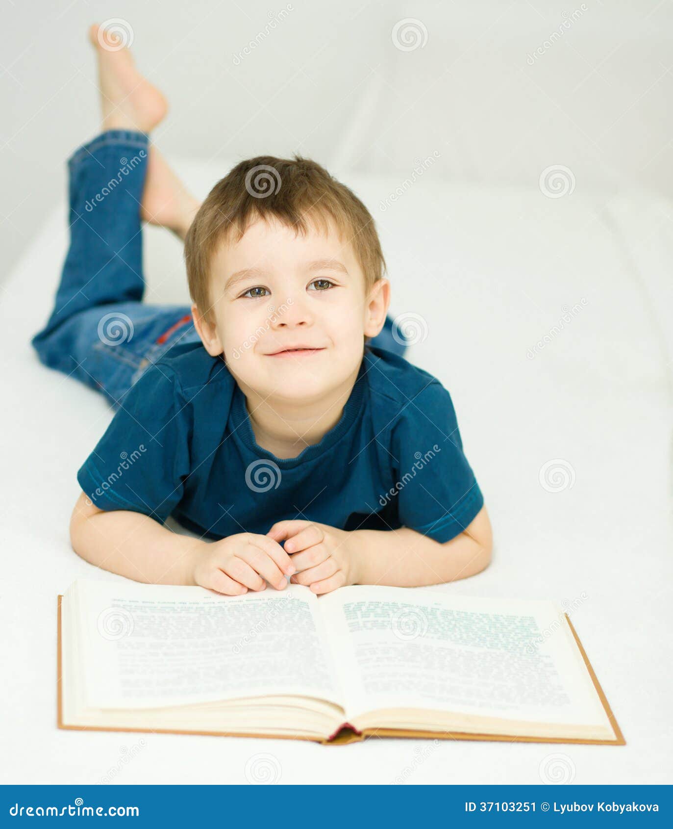 Little Boy is Reading a Book Stock Image - Image of story, child: 37103251