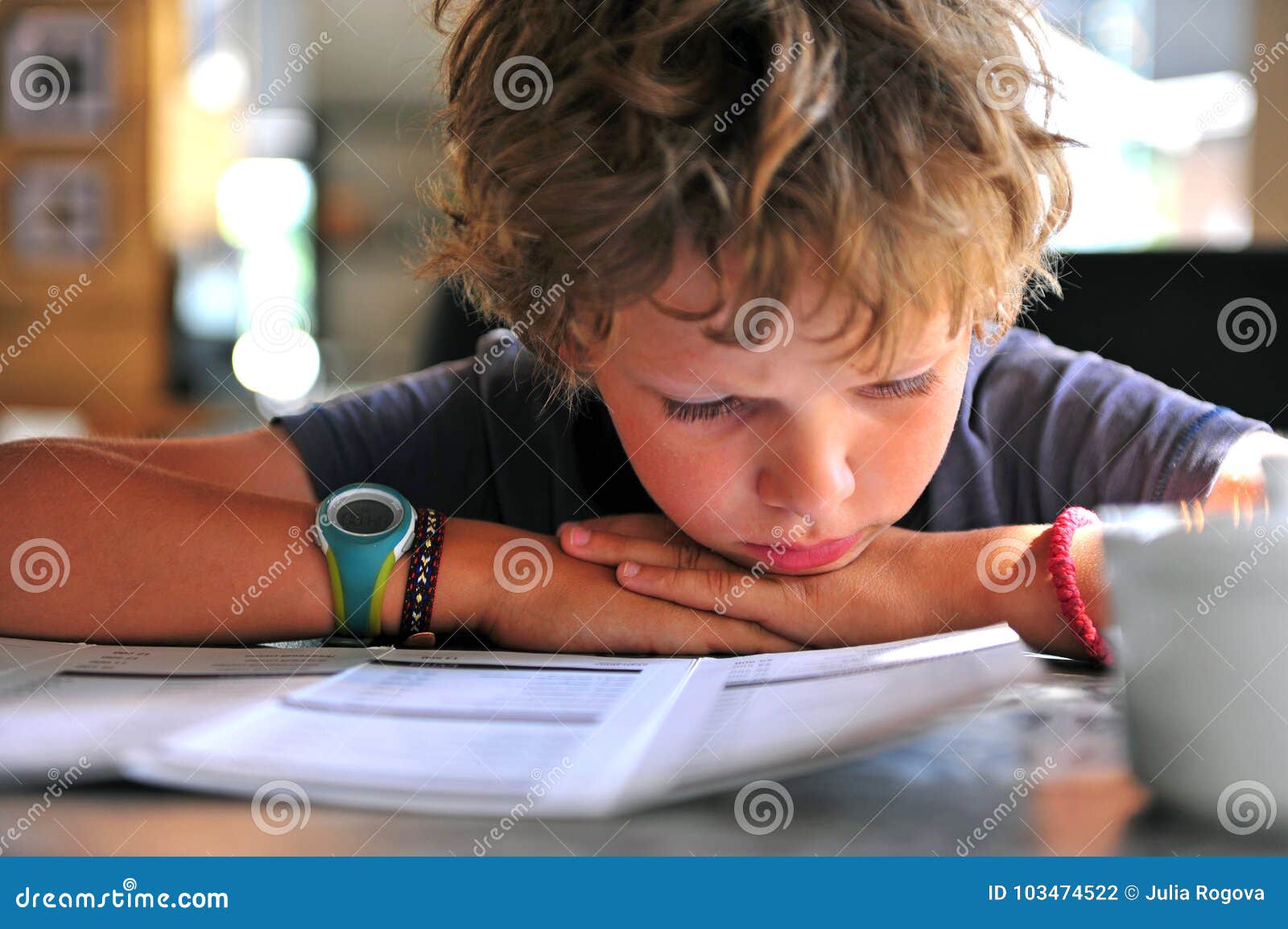 A little boy reading menu stock photo. Image of lifestyle - 103474522