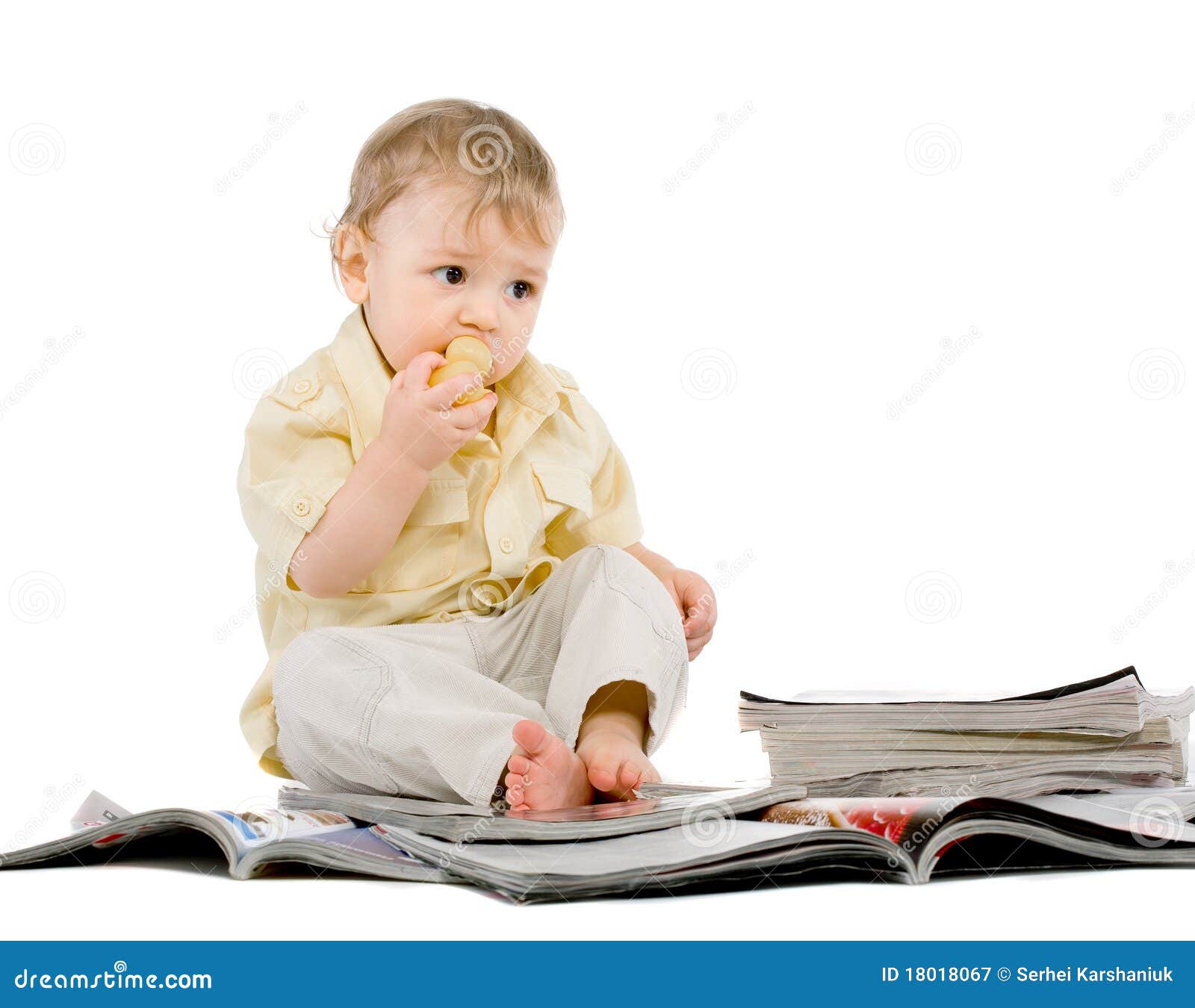 The Little Boy Reads Magazine Stock Image - Image of lesson, caucasian ...