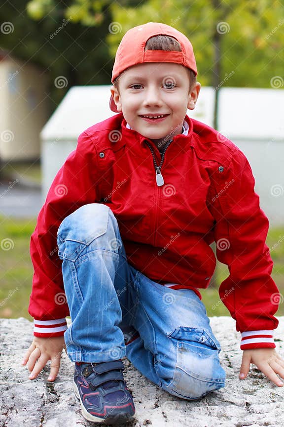Little Boy in Red Cap Smiling Stock Photo - Image of people, fresh ...