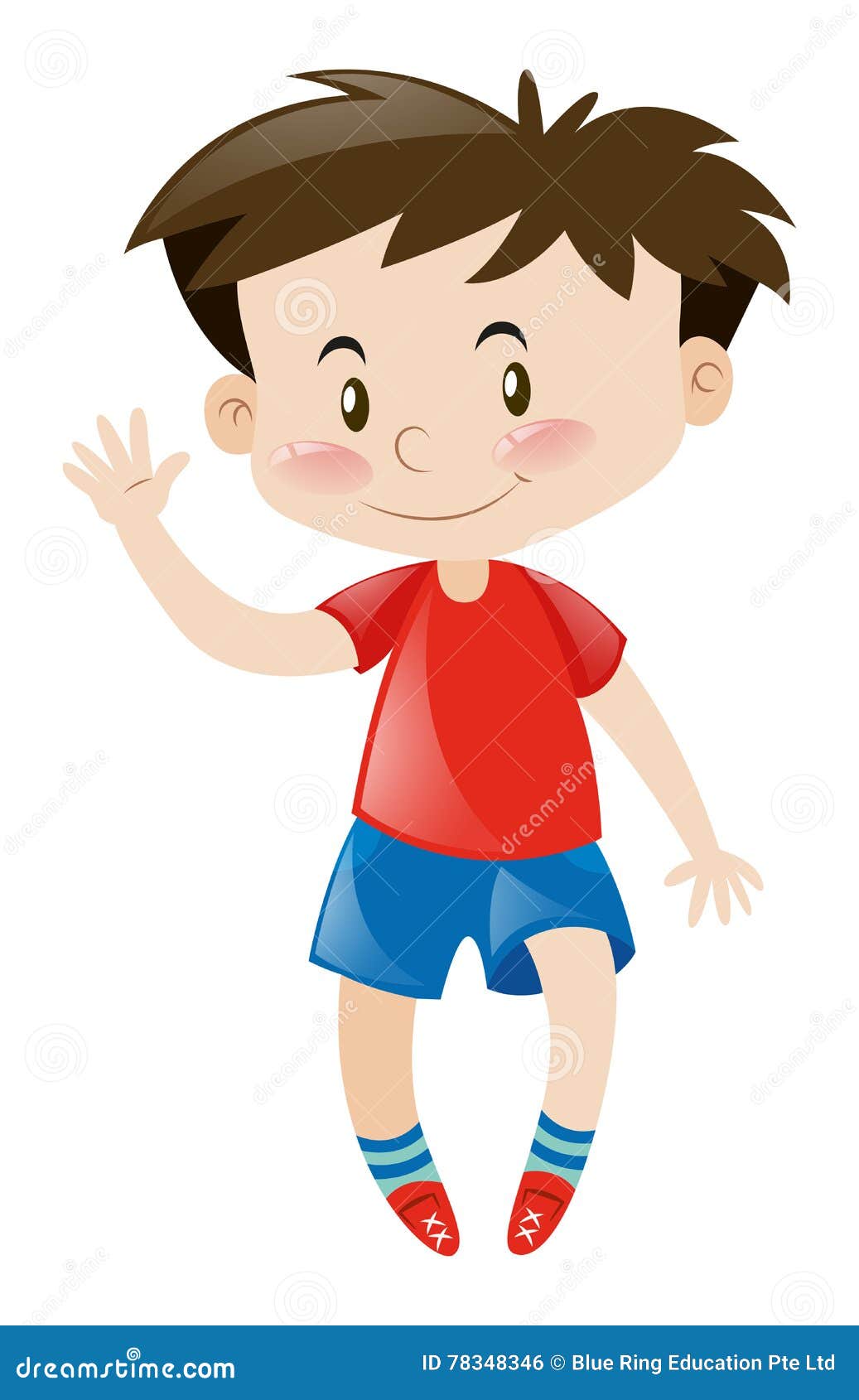 Little Boy in Red Greeting Hello Stock Vector - Illustration of youth ...