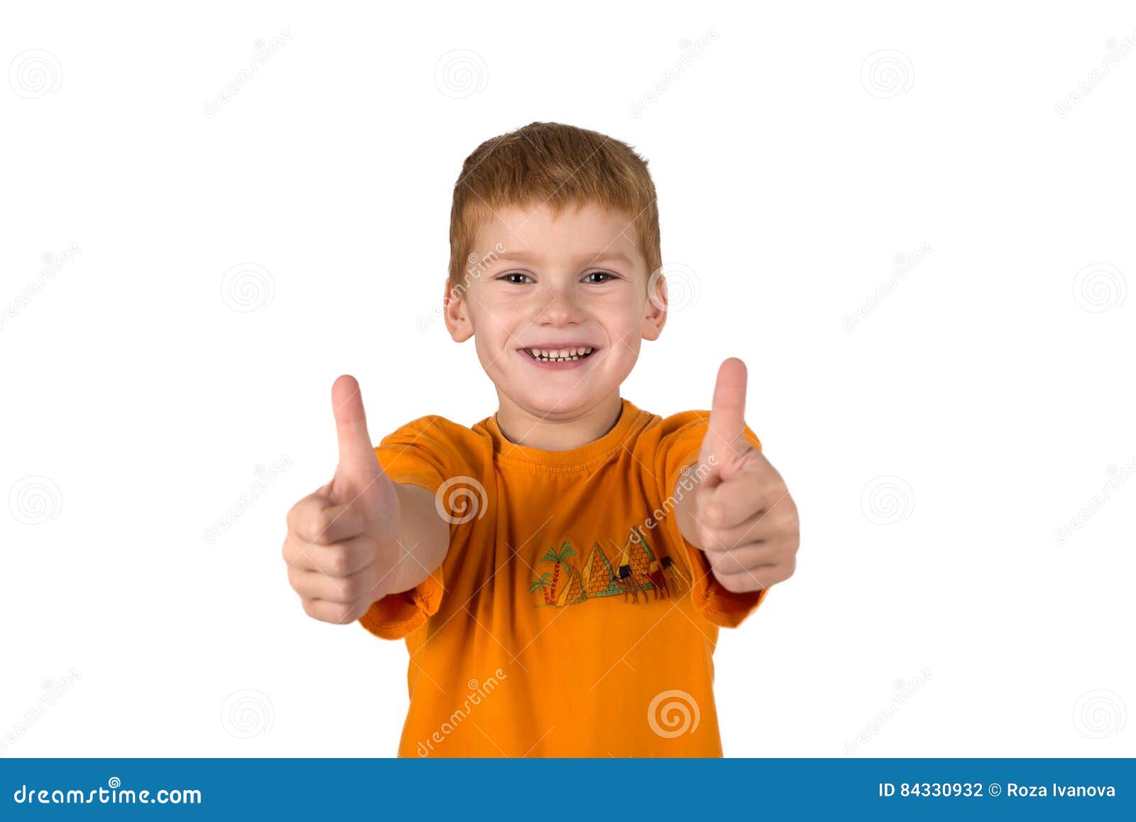 The Little Boy with Red Hair Shows Gesture Stock Photo - Image of ...