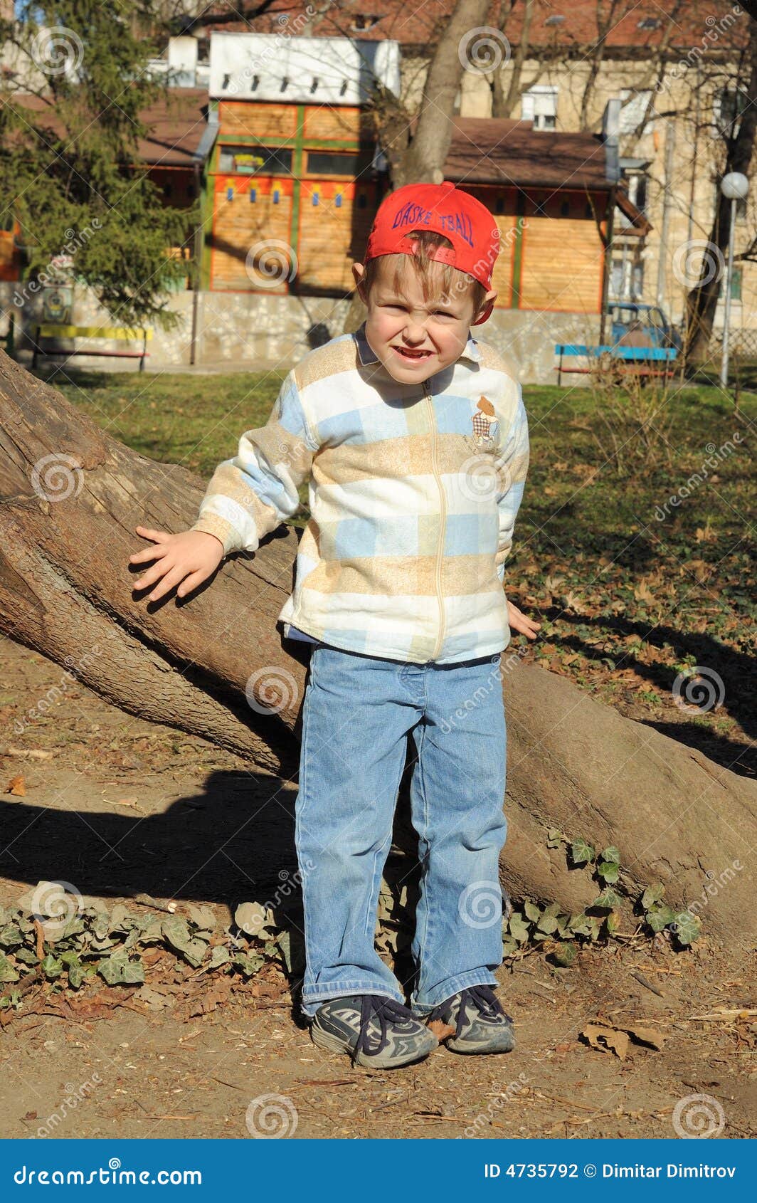 Little Boy with Red Hat stock photo. Image of dream, amused - 4735792