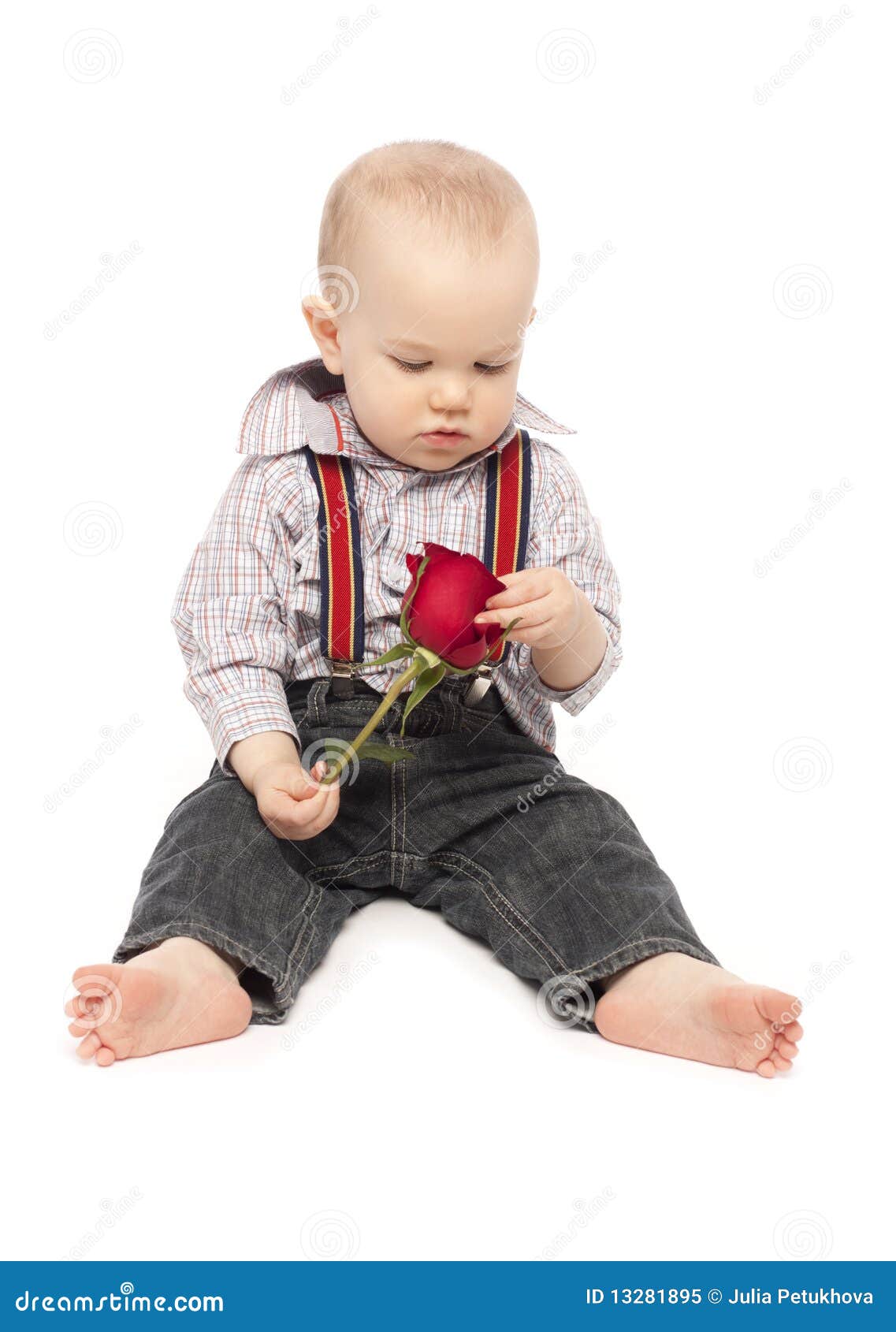 Little boy with red rose stock image. Image of beautiful - 13281895