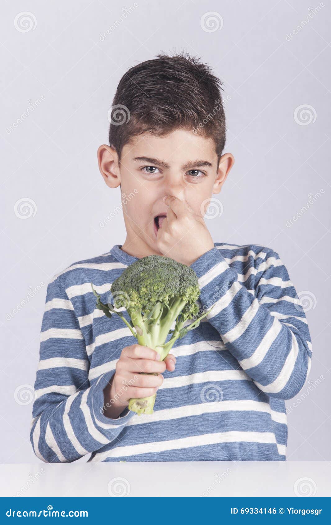 Little Boy Refusing To Eat His Vegetables Stock Photo - Image of ...
