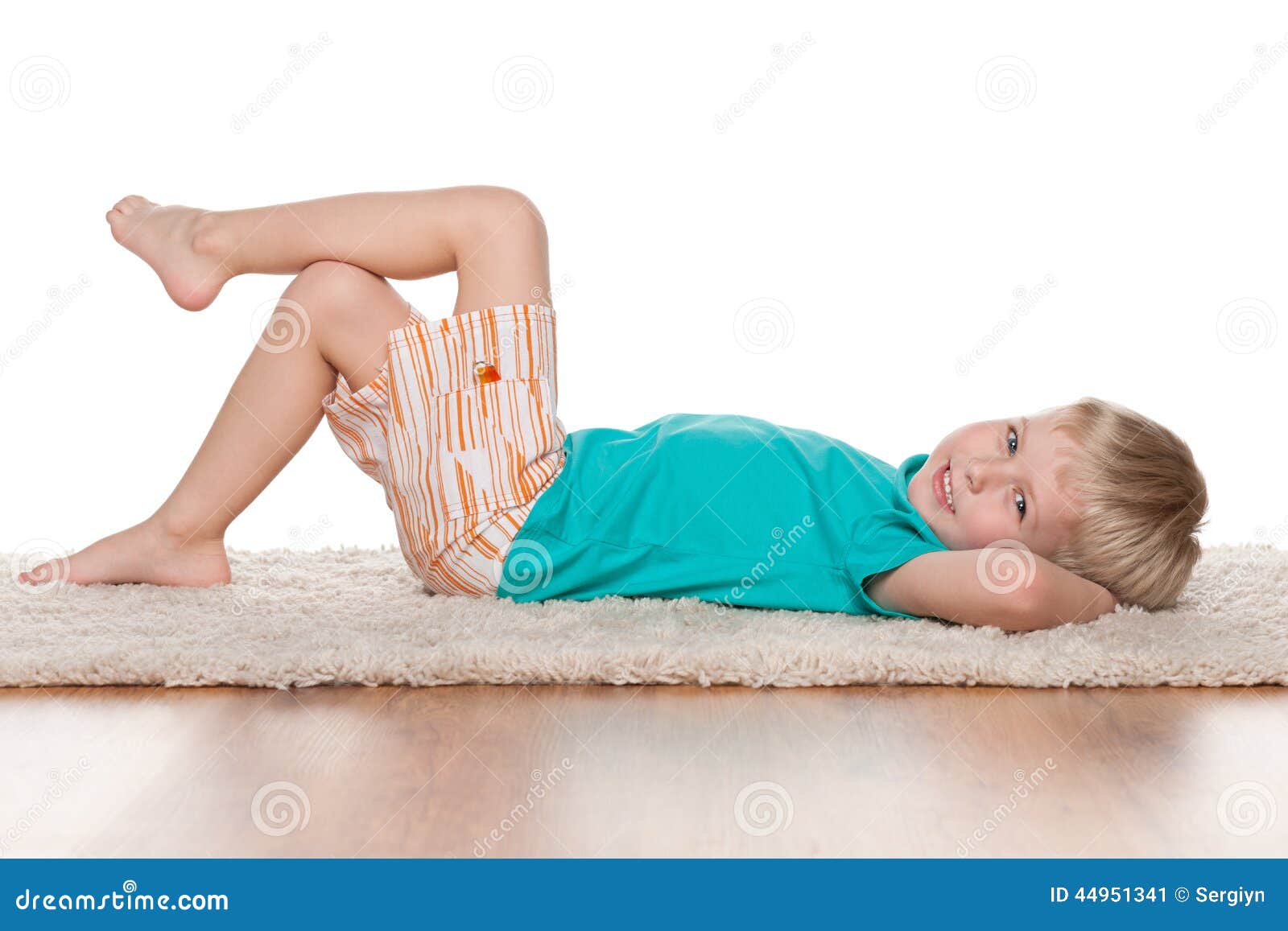 Little Boy Rests on the Carpet Stock Image - Image of handsome ...