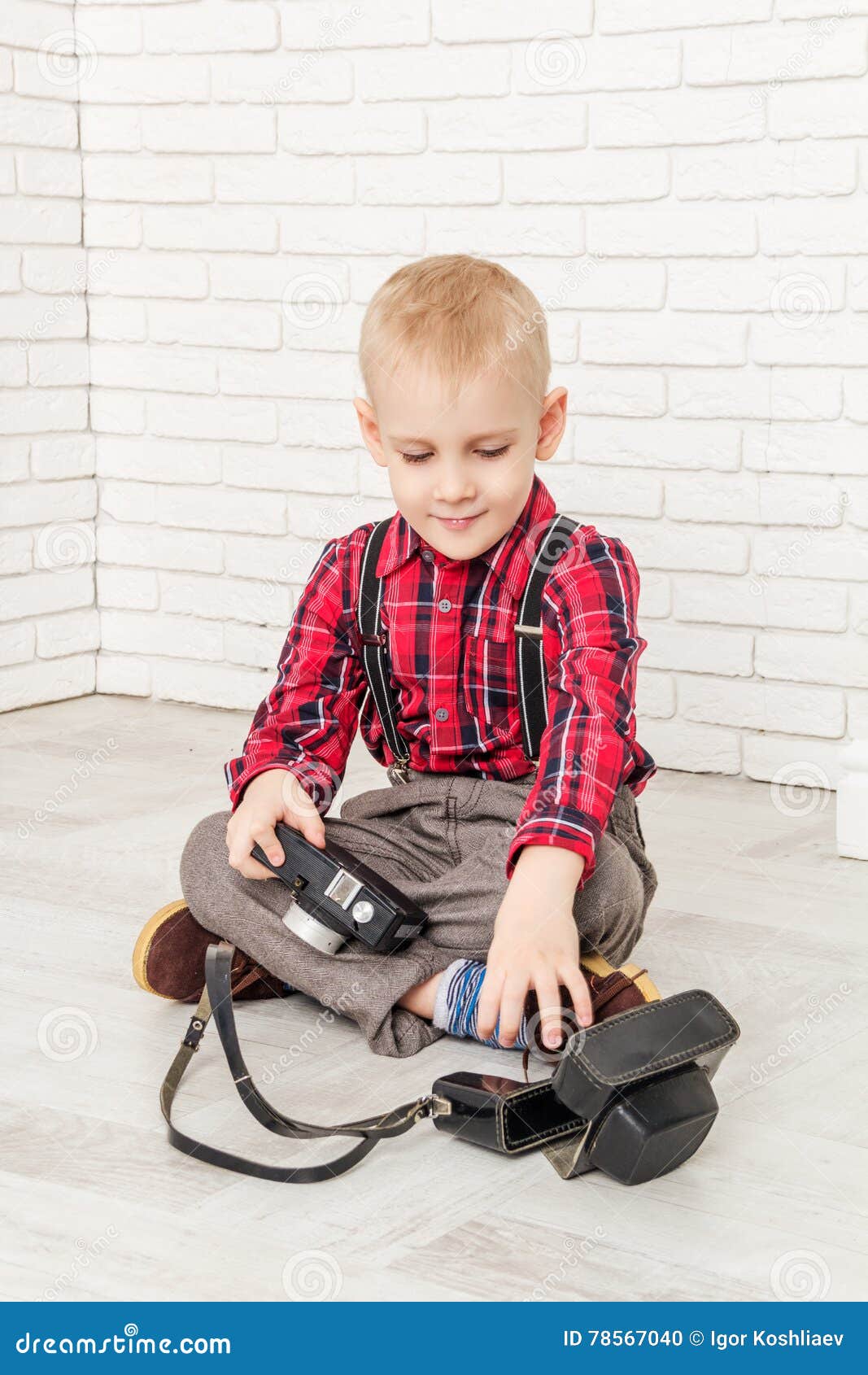 Little Boy with Retro Camera Stock Photo - Image of childhood, child ...
