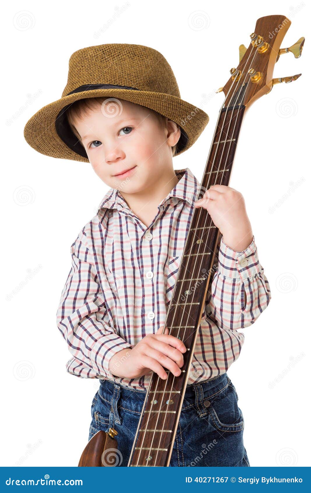Little Boy with Rock Guitar Stock Image - Image of leisure, cheerful ...