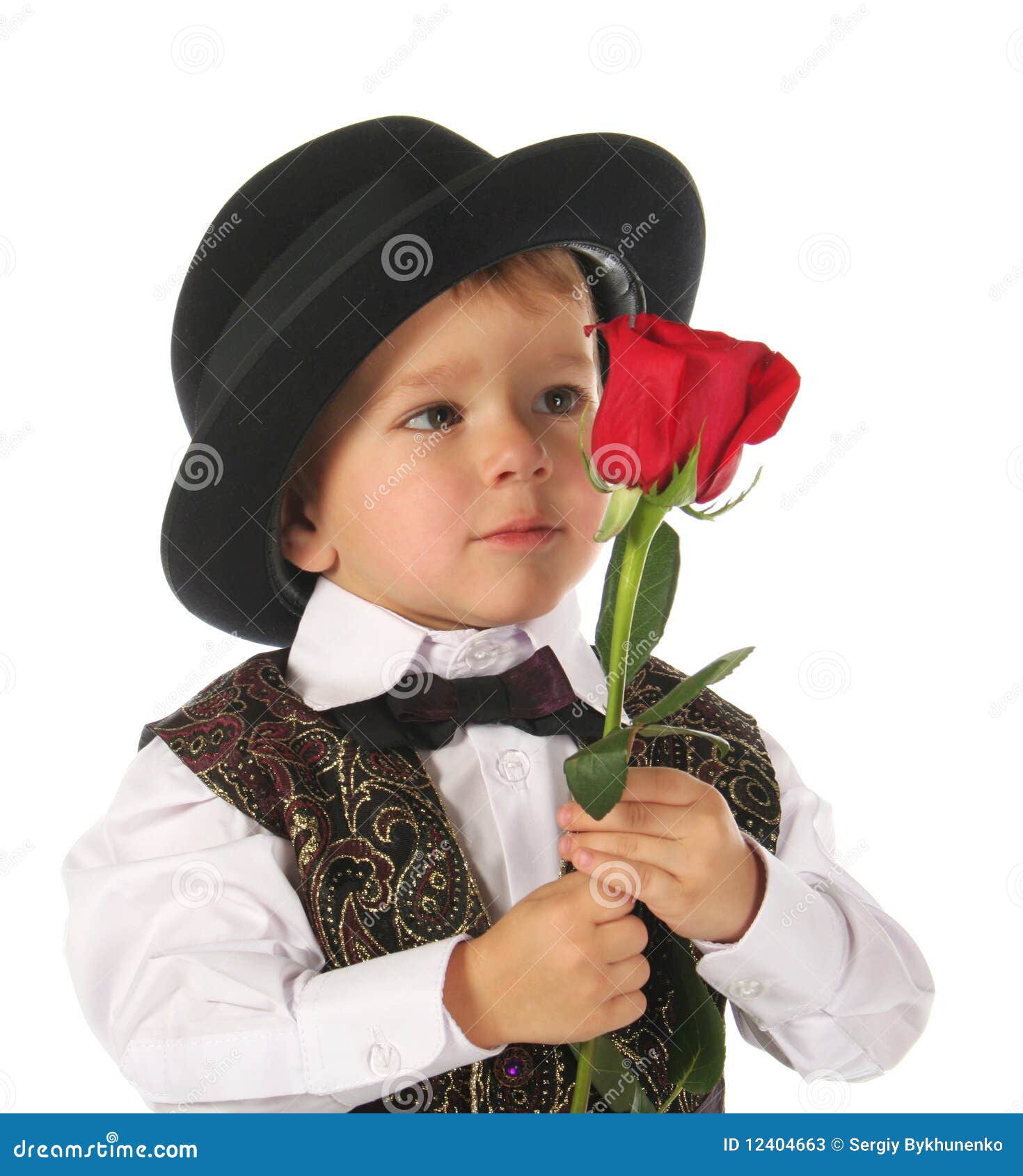Little boy with rose stock image. Image of game, flower - 12404663