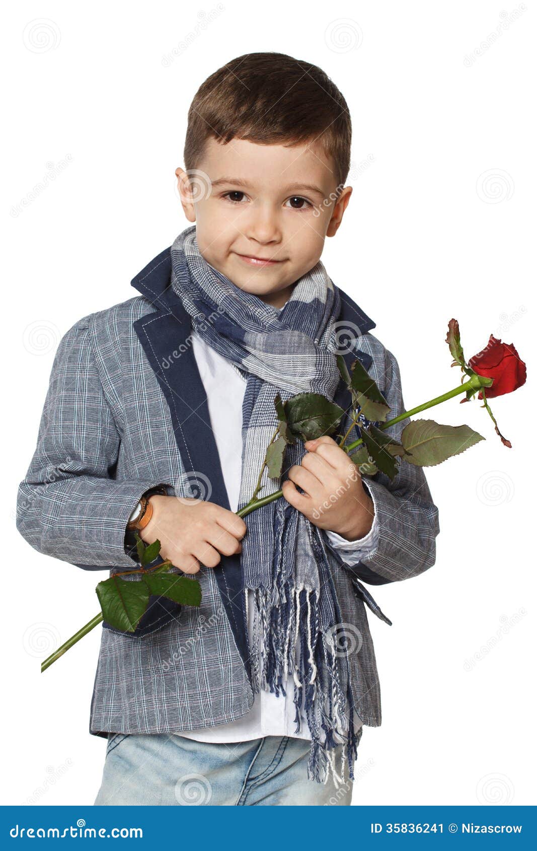 Little Boy with a Rose in His Hands. Stock Image - Image of food, love ...