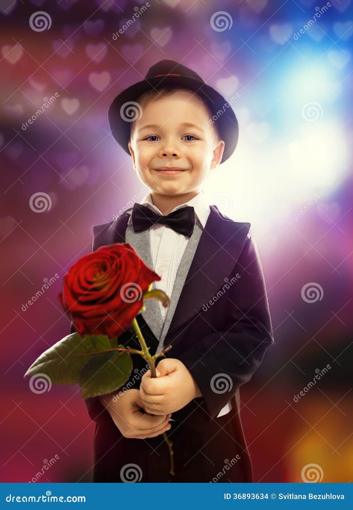 Little boy with rose stock photo. Image of loving, cute - 36893634
