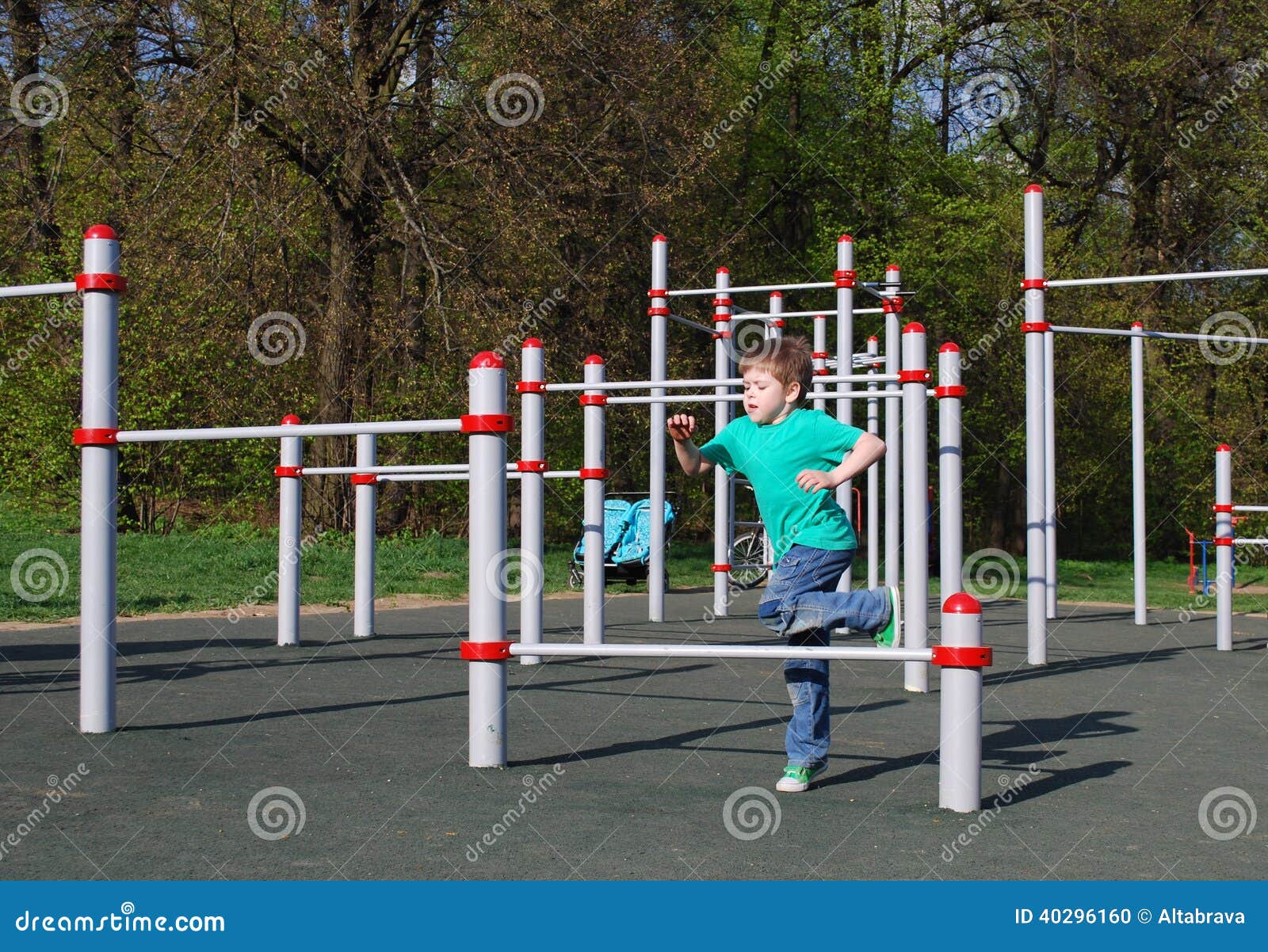 Little Boy Running on the Playground Stock Photo - Image of energetic ...