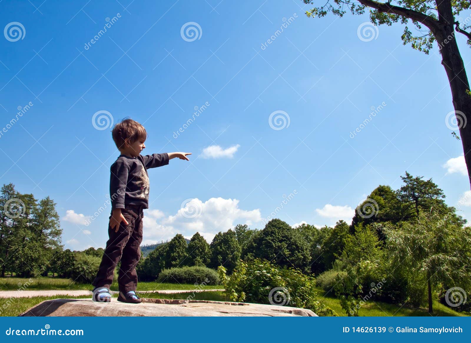 The Little Boy Said, Pointing at the Sky. Stock Image - Image of ...