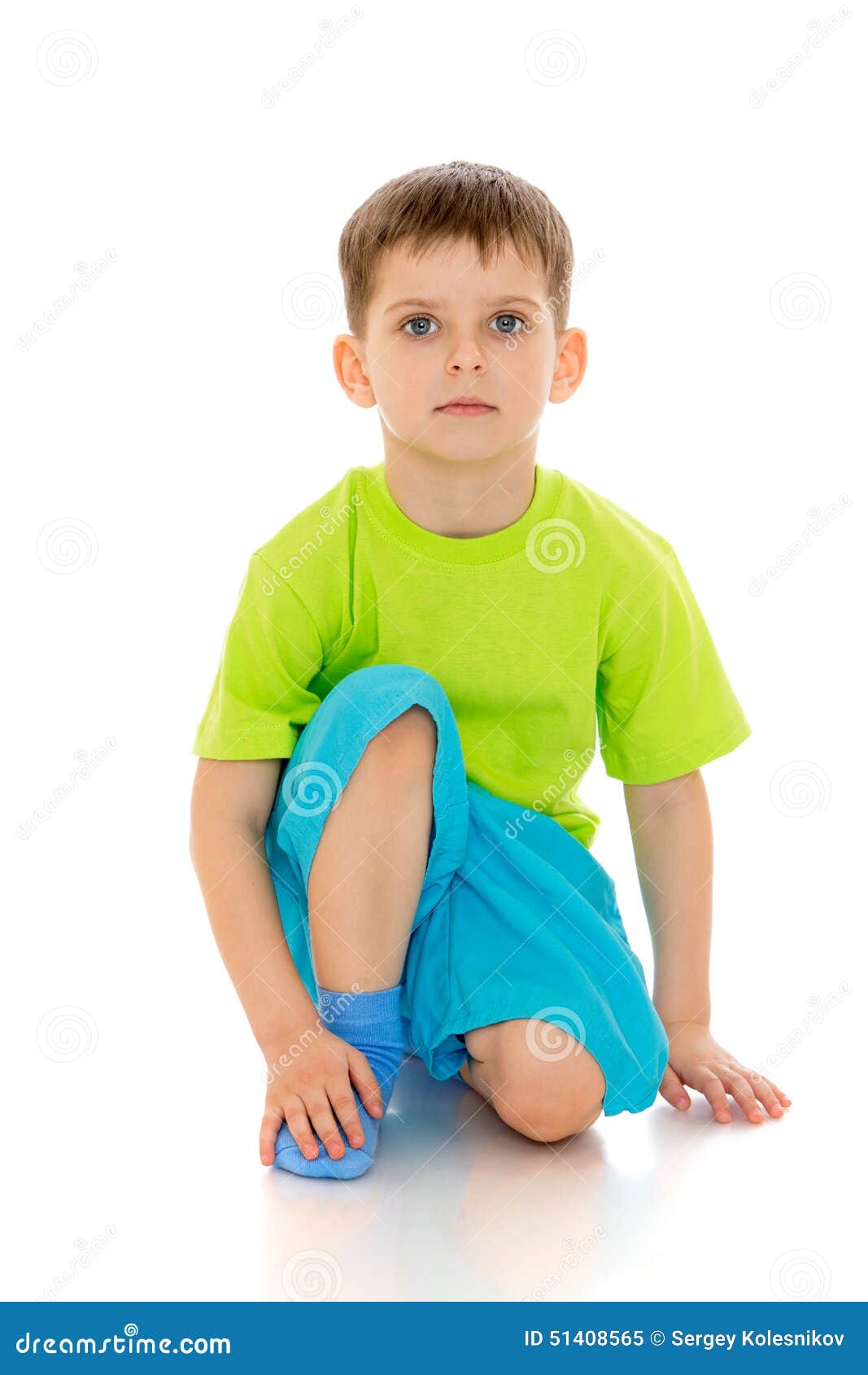 Little Boy Sat Down on One Leg Stock Image - Image of european ...