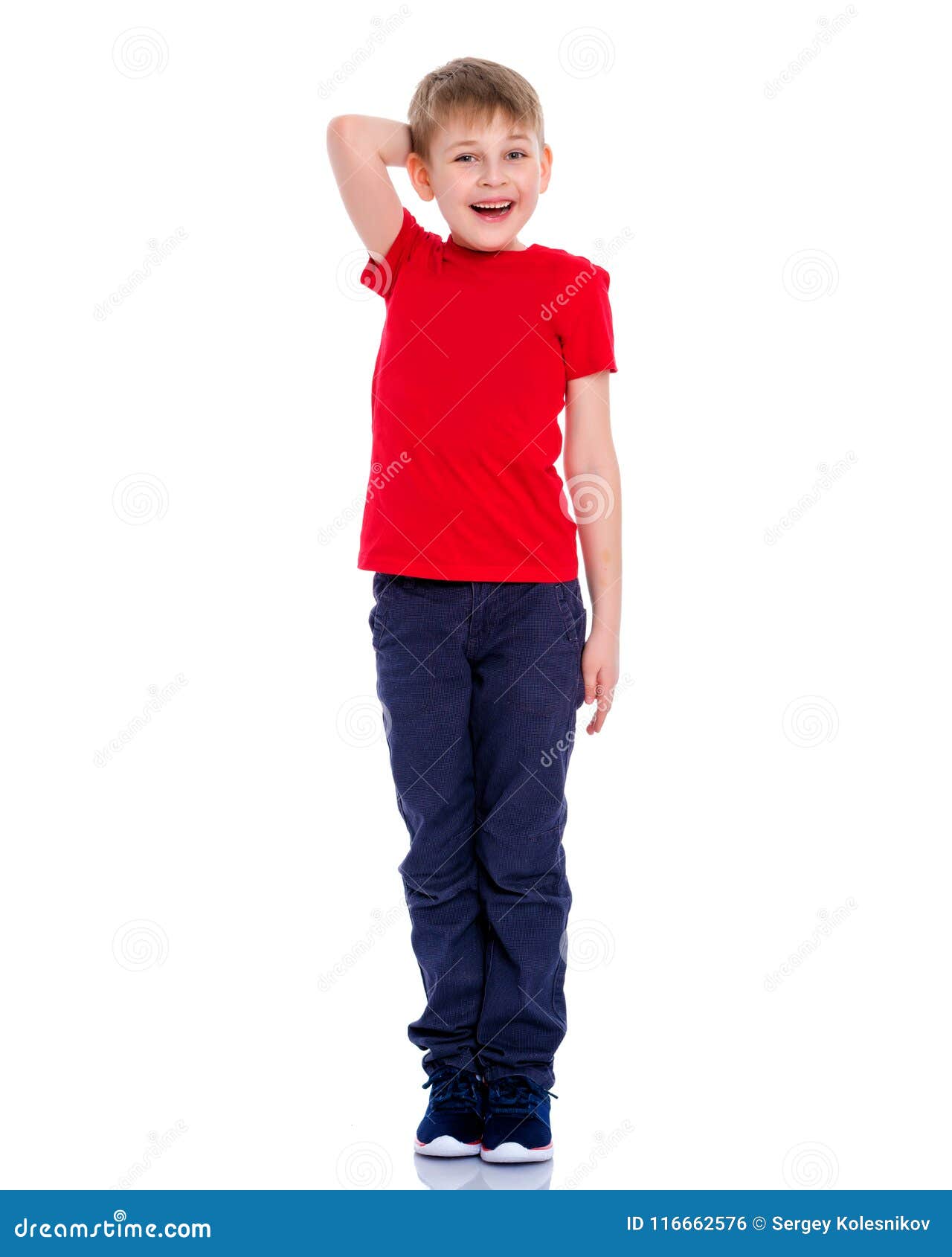 The Little Boy is Thinking. Stock Photo - Image of casual, emotion ...