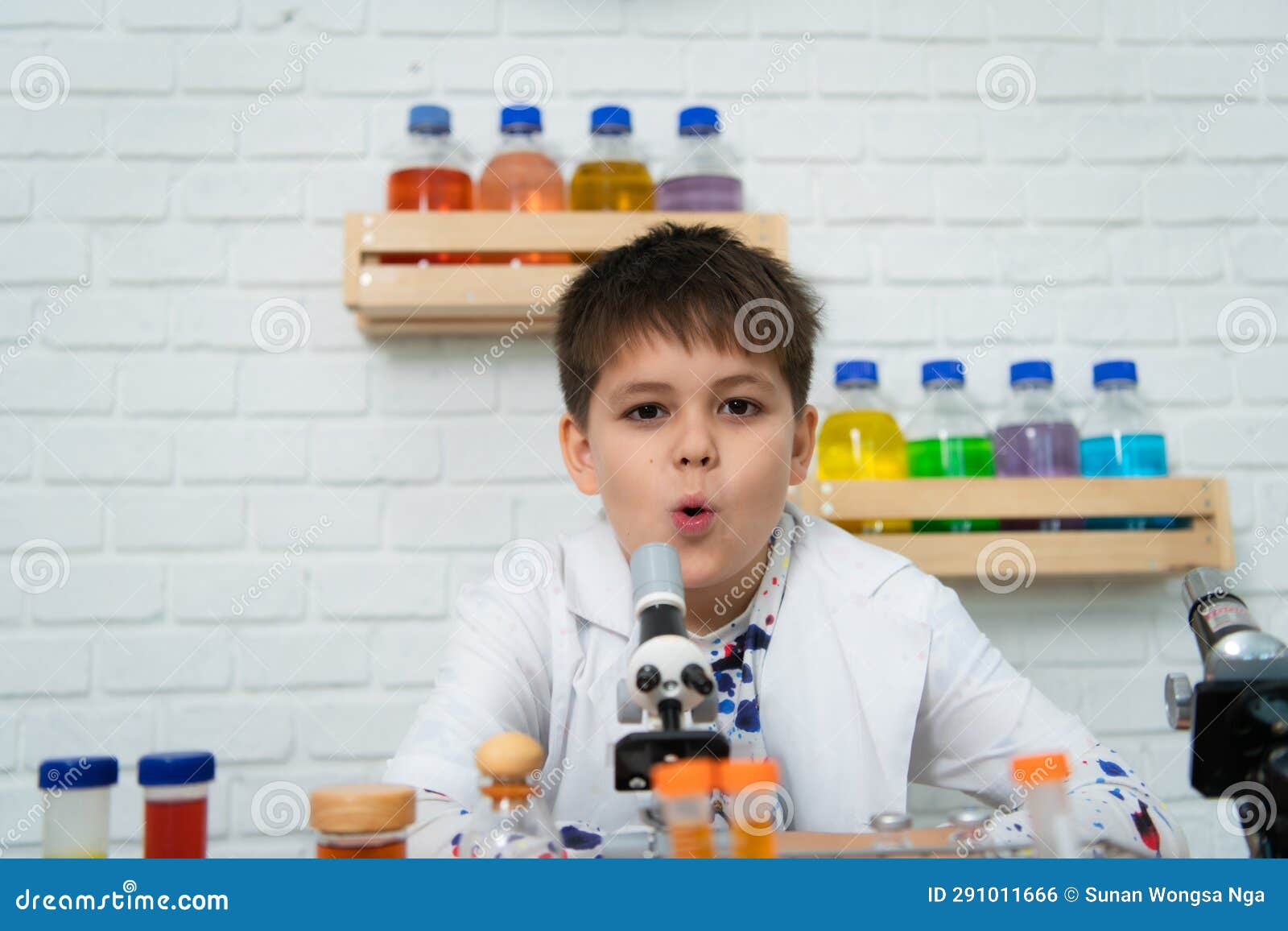 Little Boy in Science Classroom it is the Basis for the Process of ...