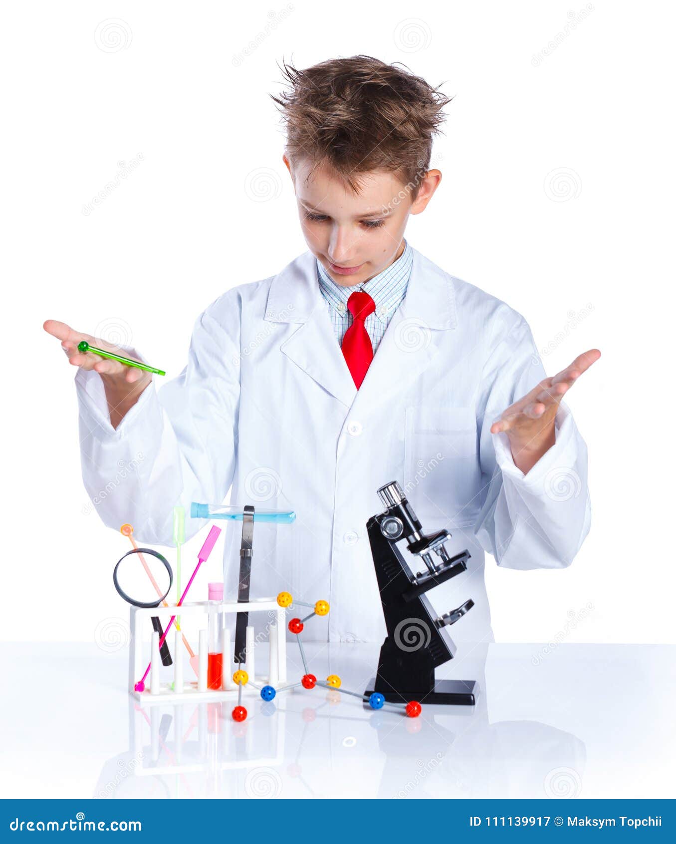 Little Boy Scientist in the Laboratory. Stock Image - Image of ...