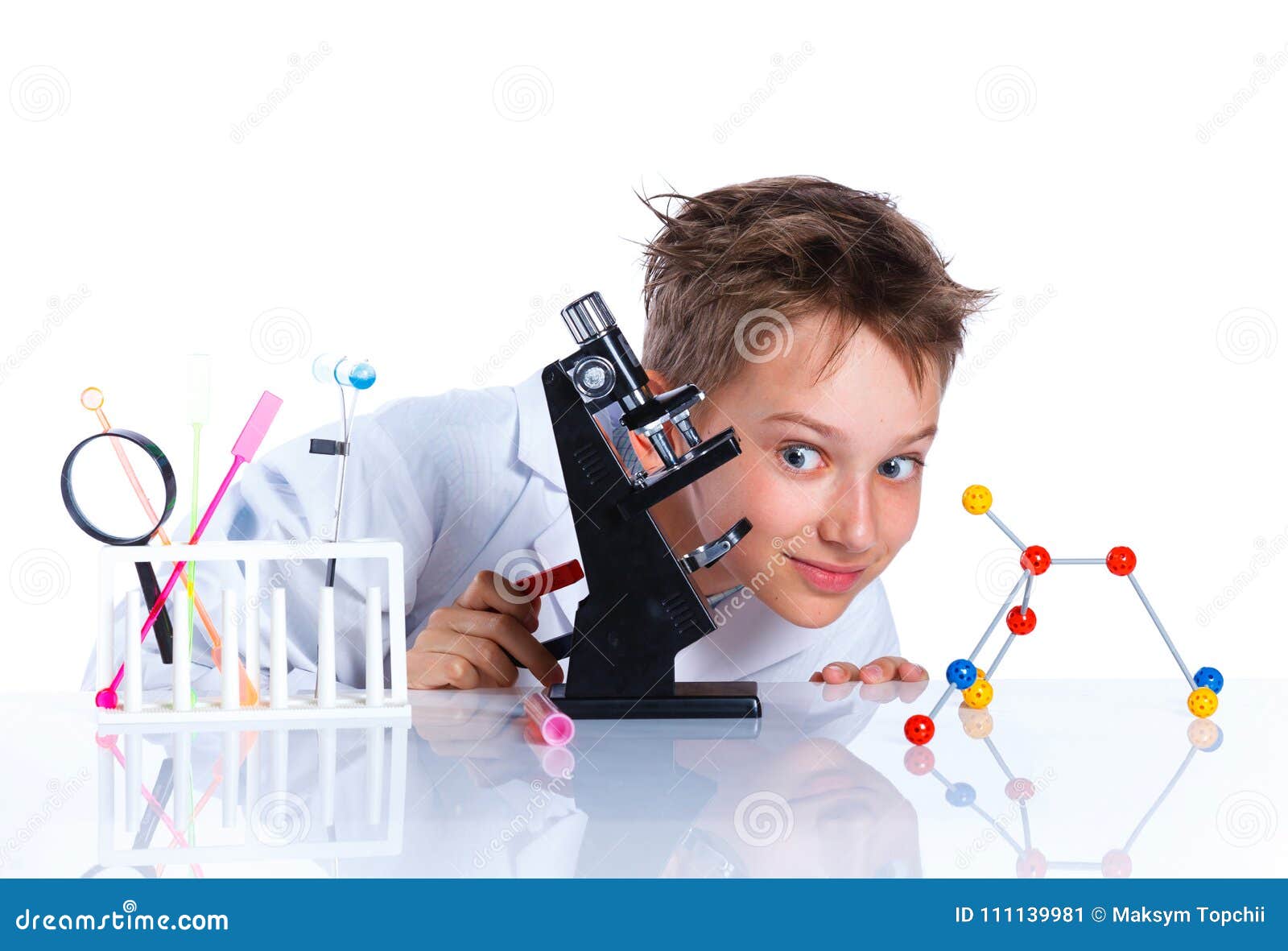 Little Boy Scientist in the Laboratory. Stock Image - Image of ...