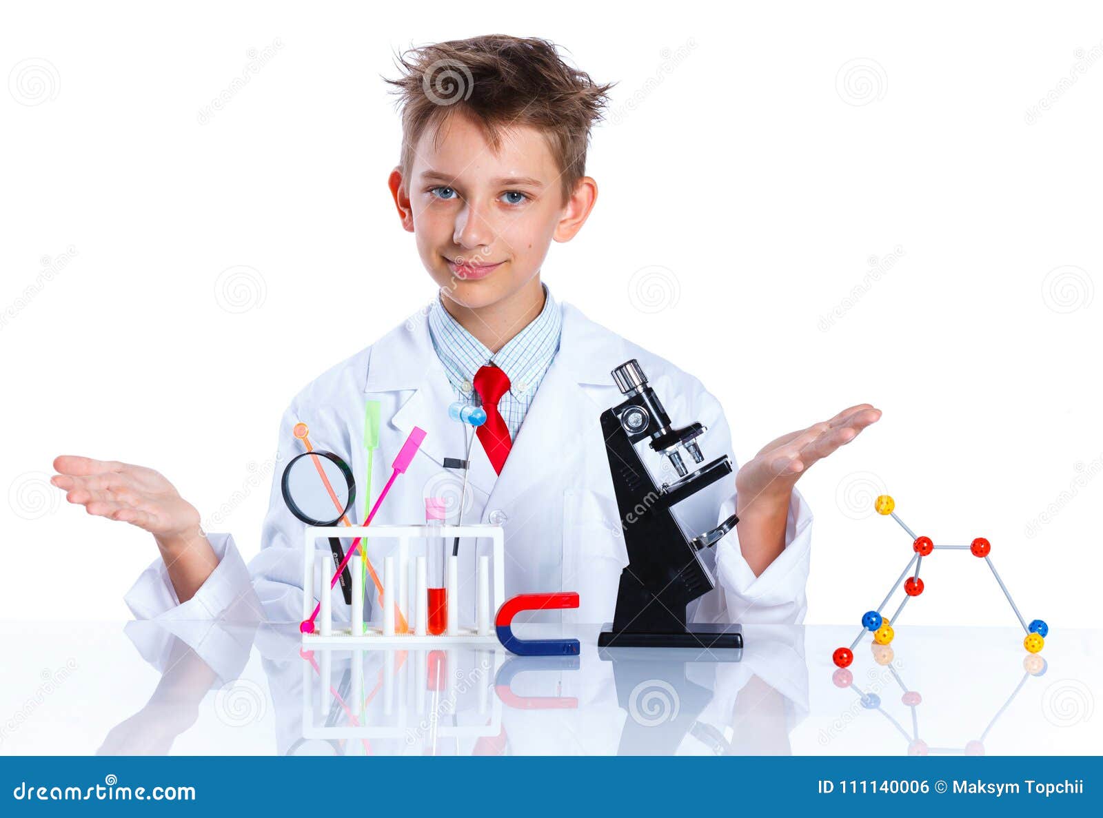 Little Boy Scientist in the Laboratory. Stock Photo - Image of ...