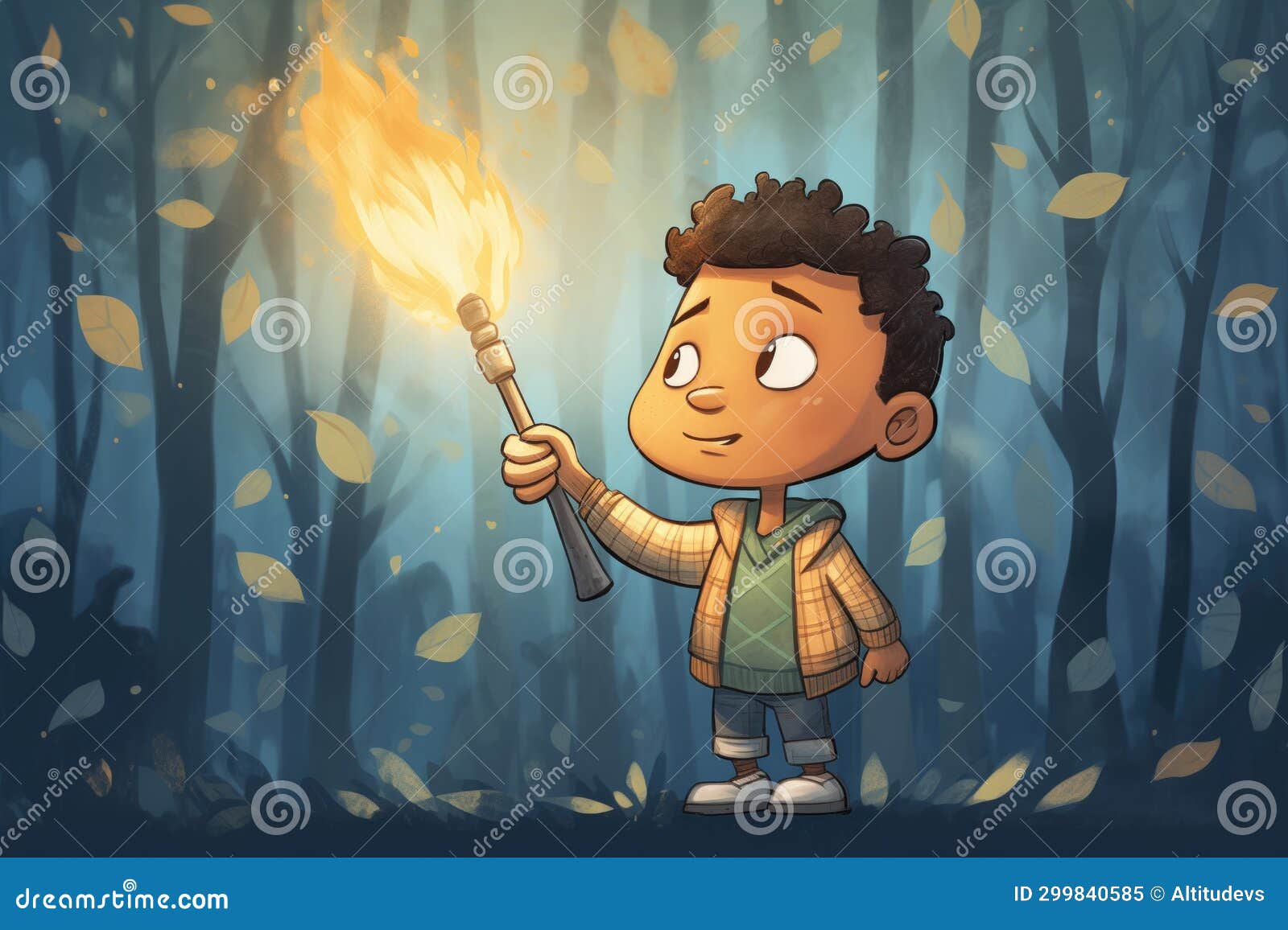 Little Boy Shining a Torch into the Distance Stock Image - Image of ...