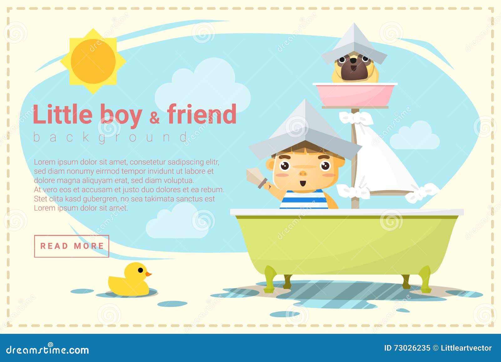 Little Boy Ship Captain and Friend Background Stock Vector ...