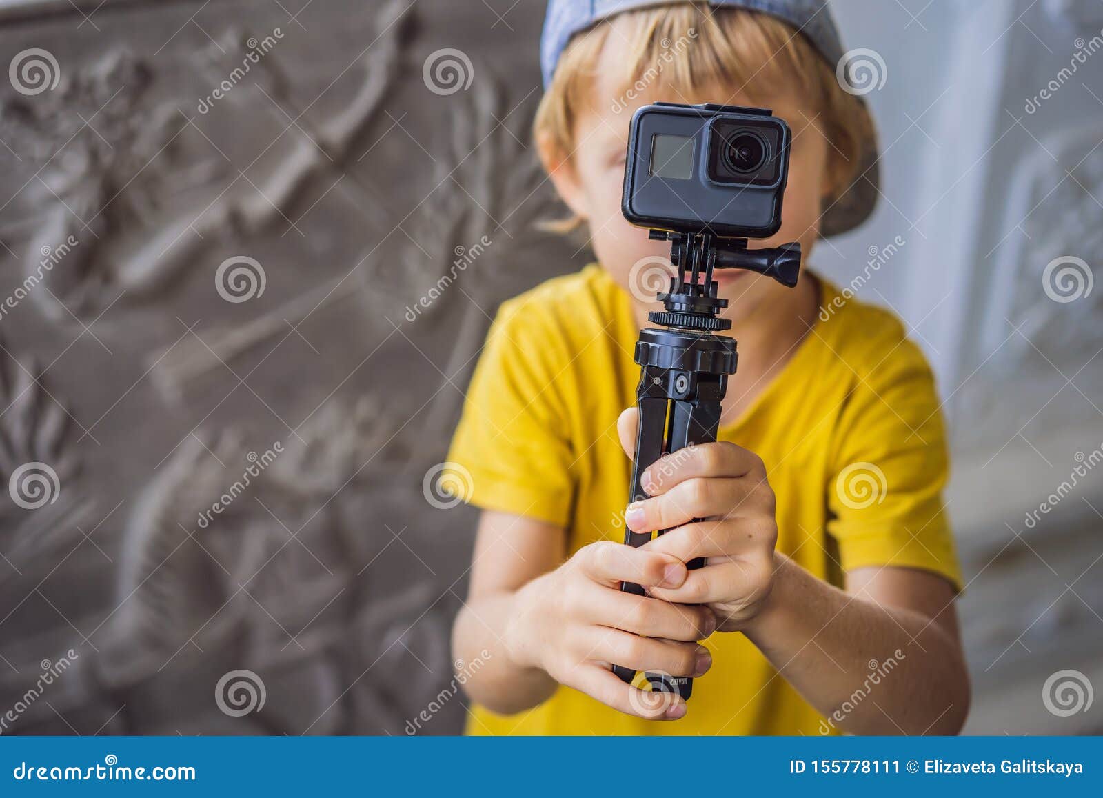 Little Boy Shoots a Video on an Action Camera Stock Image - Image of ...