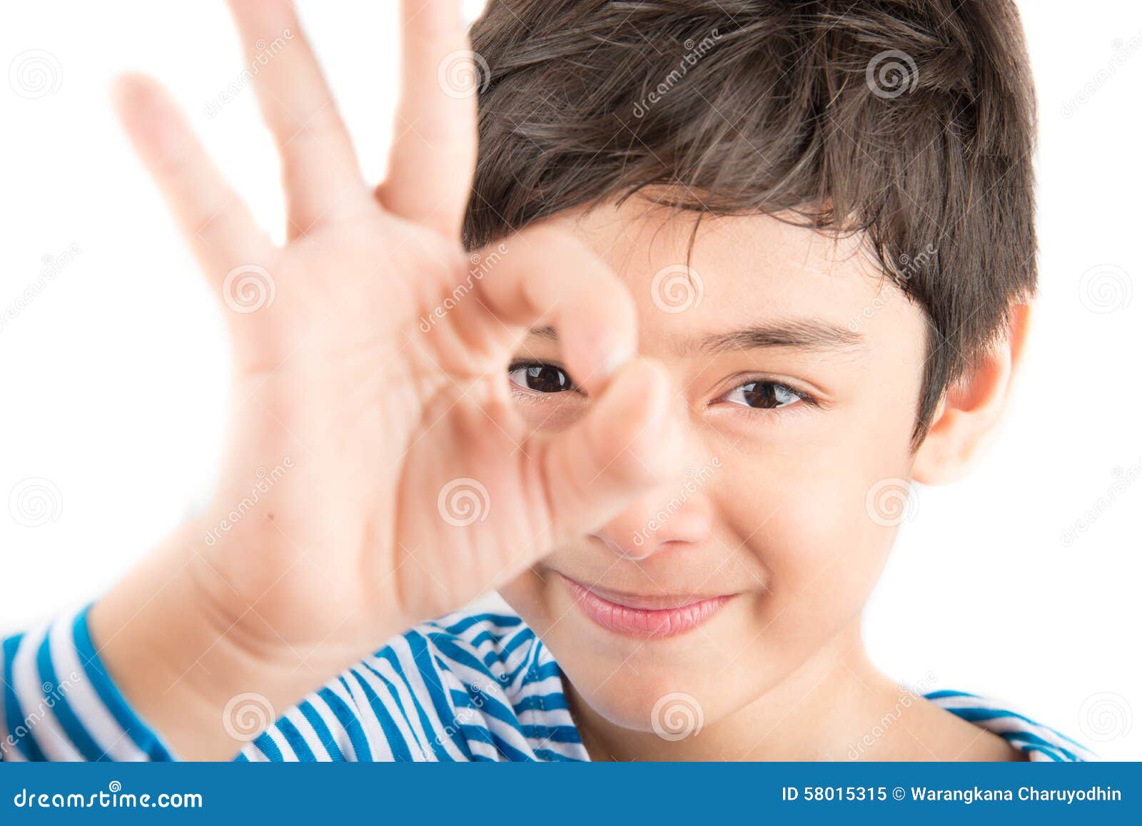 Little Boy Showing Hand Ok Close Up Pose Isolate Stock Image - Image of ...