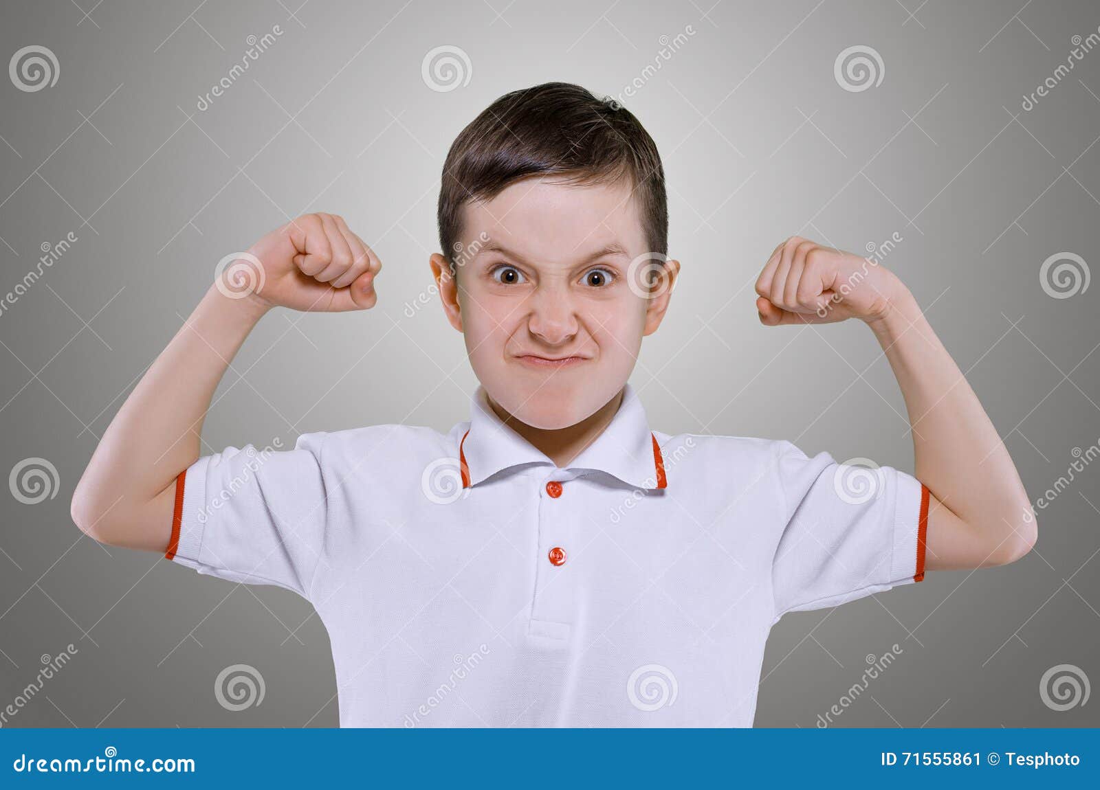 Little boy shows the force stock image. Image of minor - 71555861
