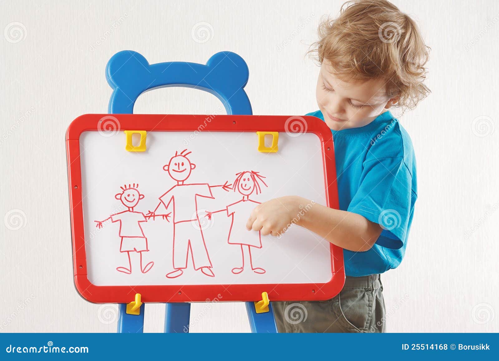 Little Boy Shows His Family Painted on Whiteboard Stock Photo - Image ... Little Boy Shows His Family Painted on Whiteboard Stock Photo - Image ...