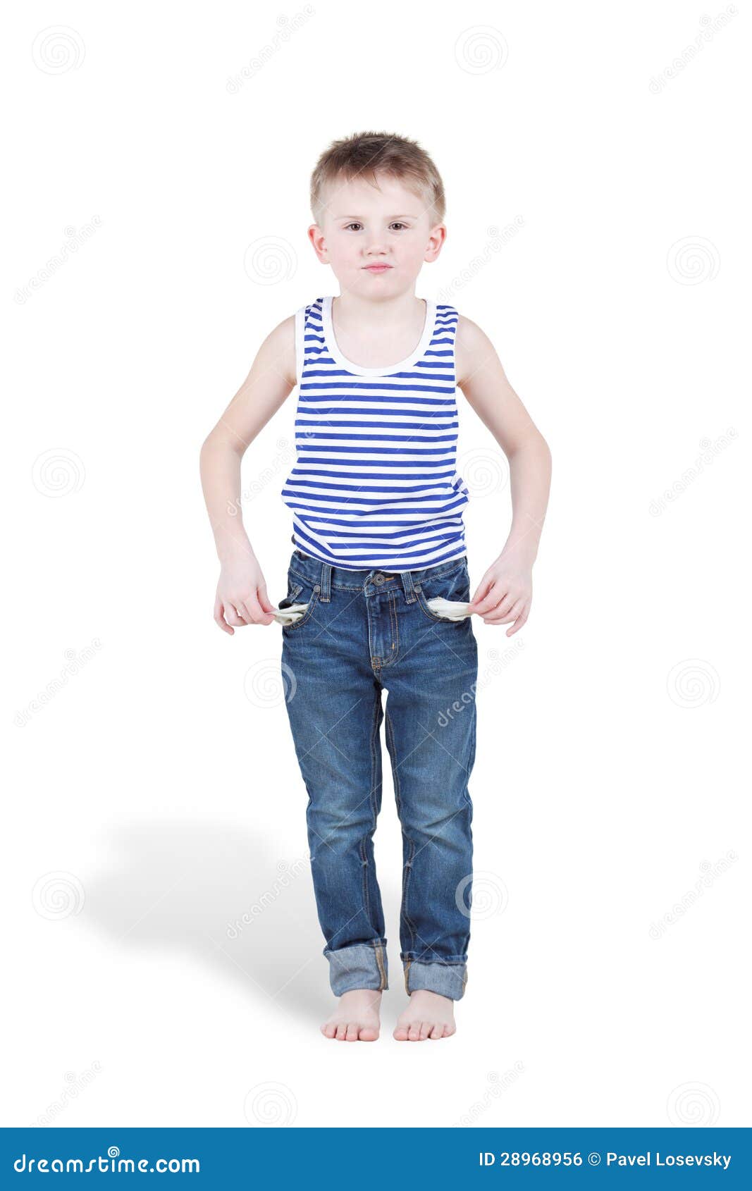 Little Boy Shows Turned Out Empty Pockets Stock Photo - Image of pocket ...
