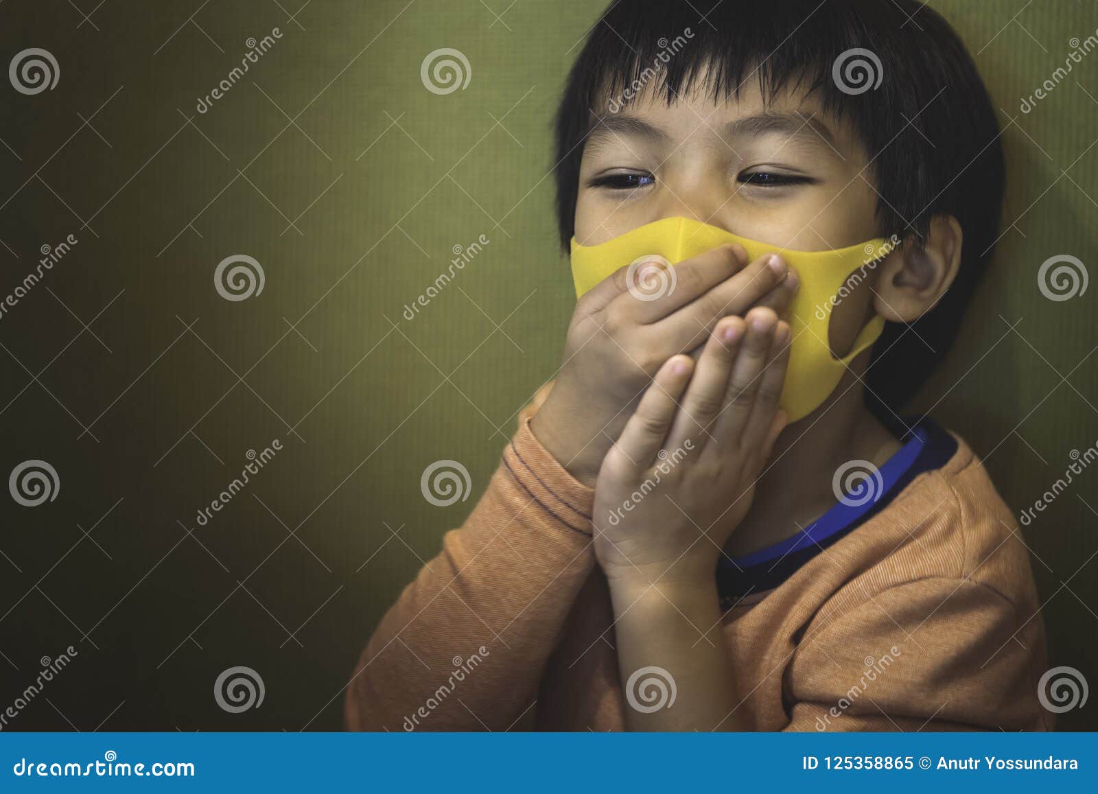 Little Boy Sick with Flu and Wearing Healthy Mask Stock Image - Image ...