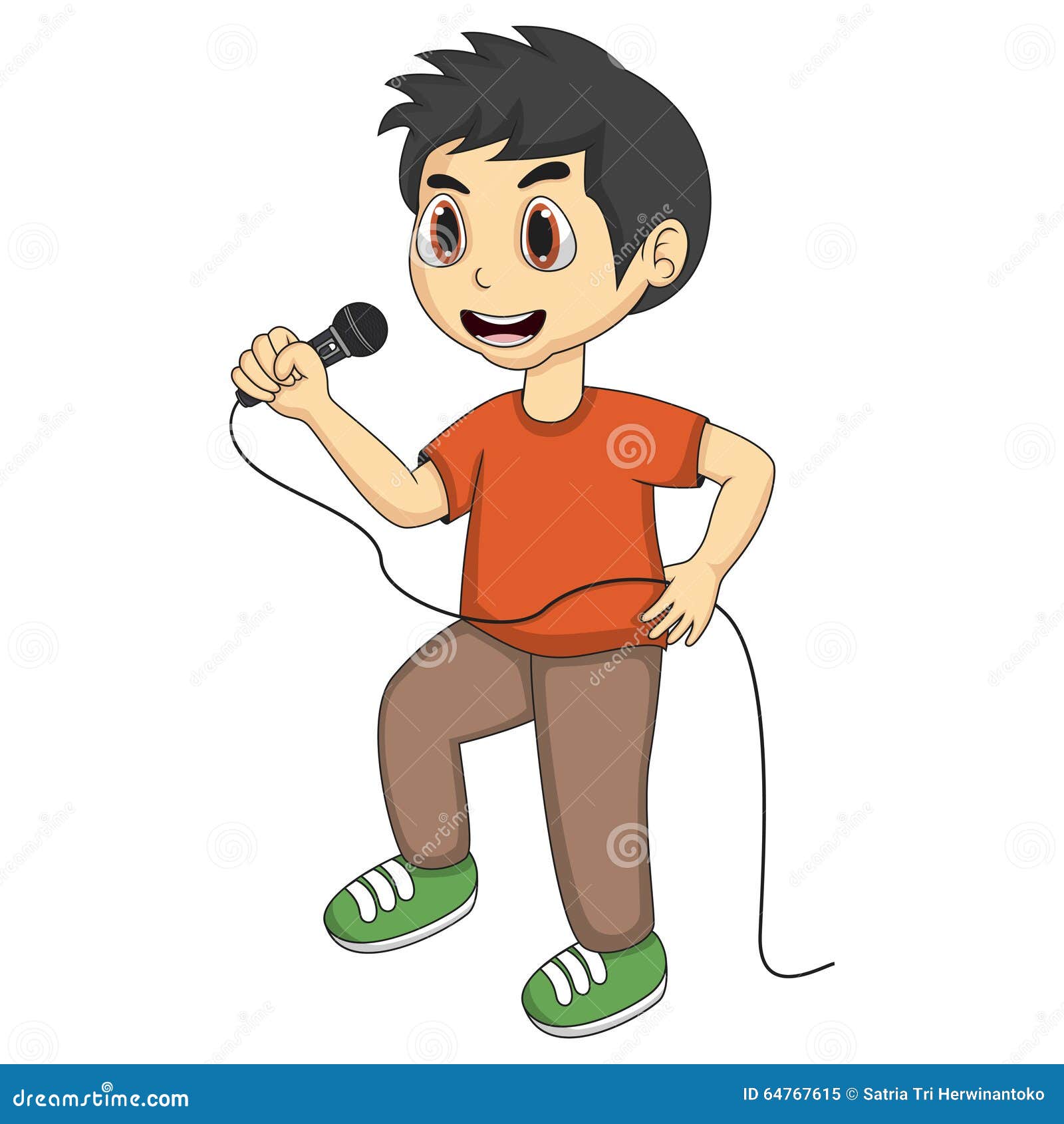 Little boy singing cartoon stock vector. Illustration of party - 64767615
