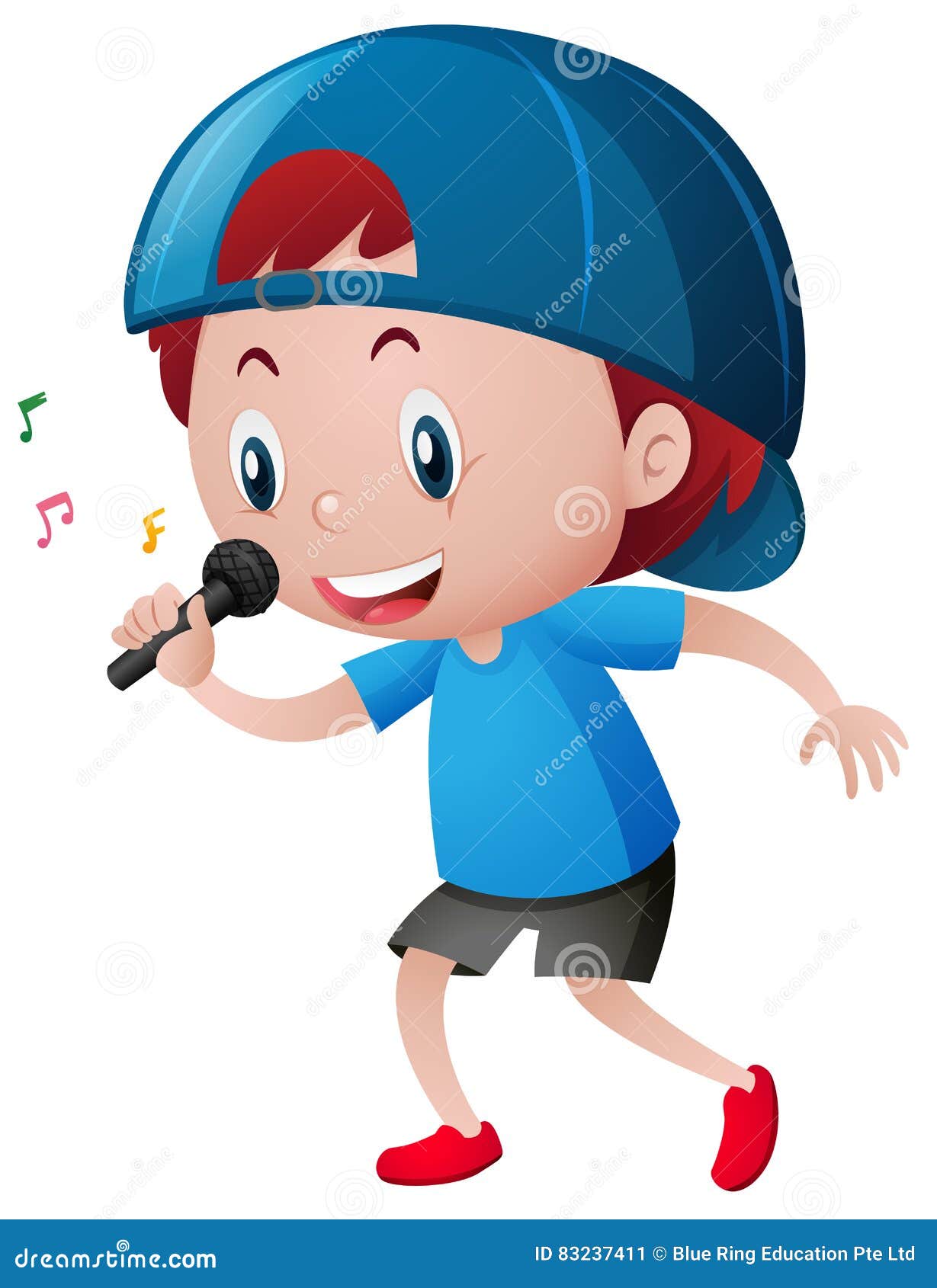 Little Boy Singing on Microphone Stock Vector - Illustration of clipart ...