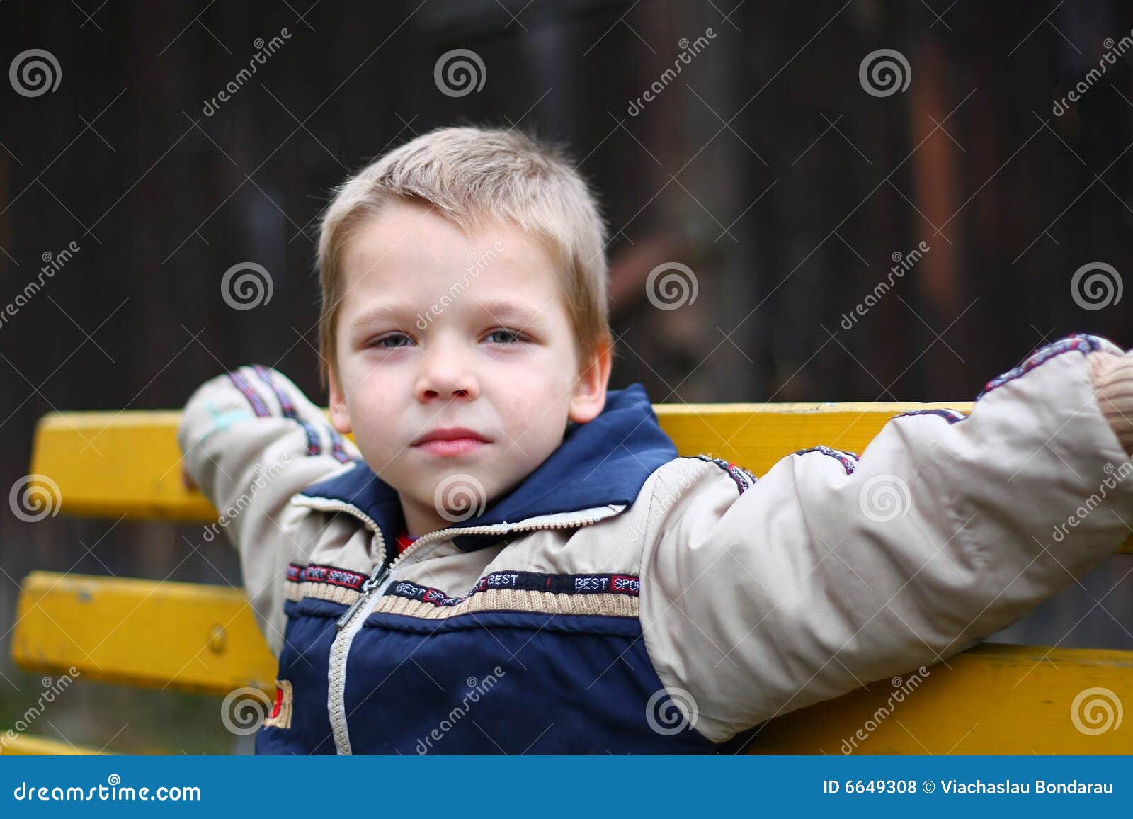 Little Boy Sitting on the Bench Stock Photo - Image of bench, grandson ...