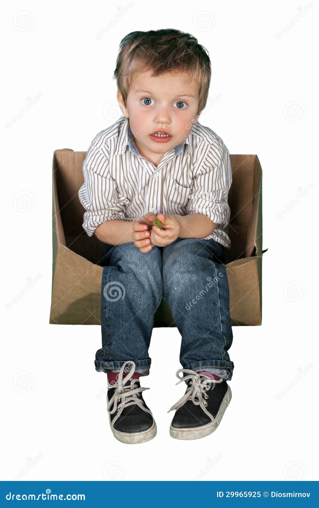 Little Boy Sitting in a Box Stock Image - Image of child, hiding: 29965925
