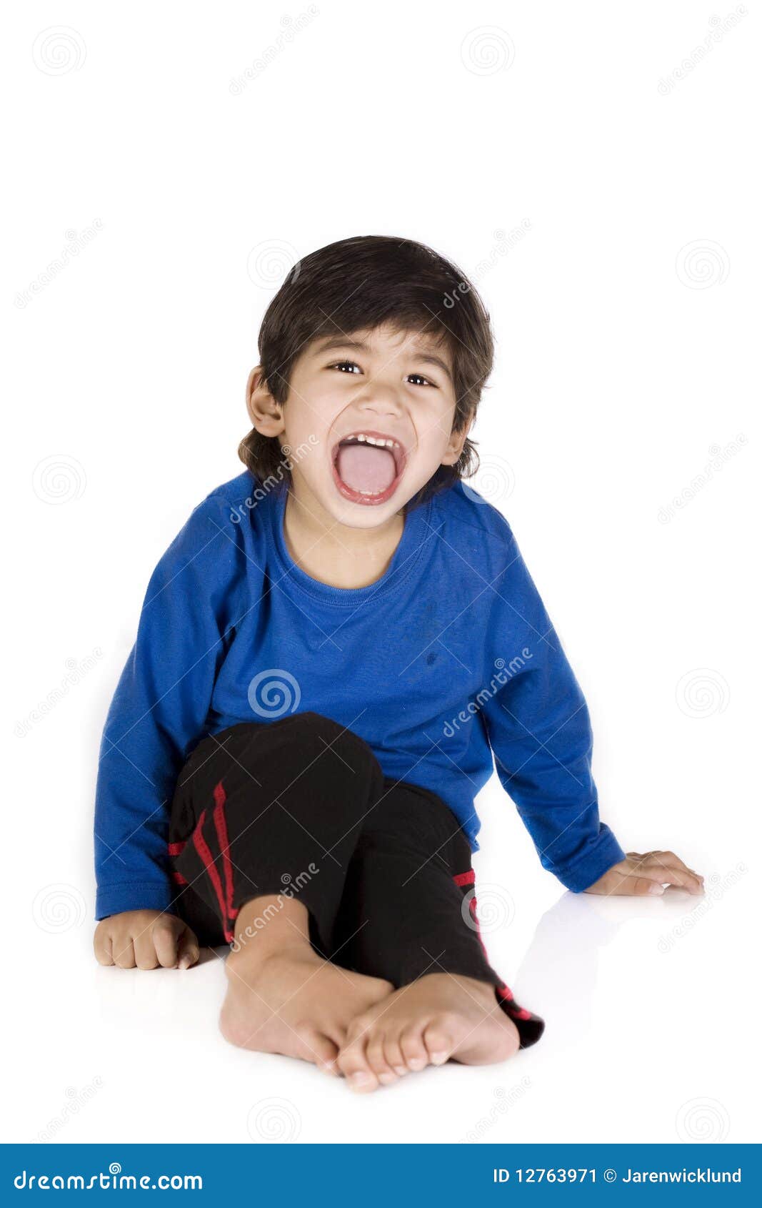 Little Boy Sitting, Isolated Stock Image - Image of male, blue: 12763971