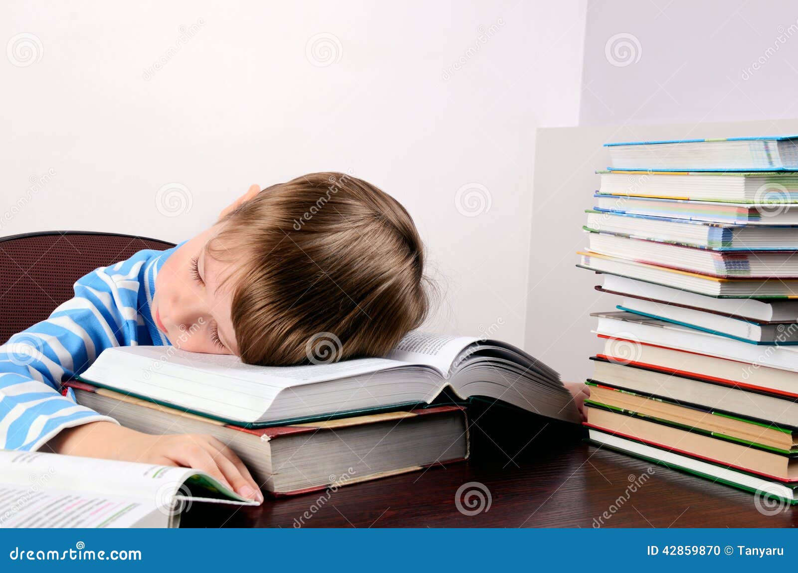Little Boy Sleeping On Books Royalty-Free Stock Image | CartoonDealer ...