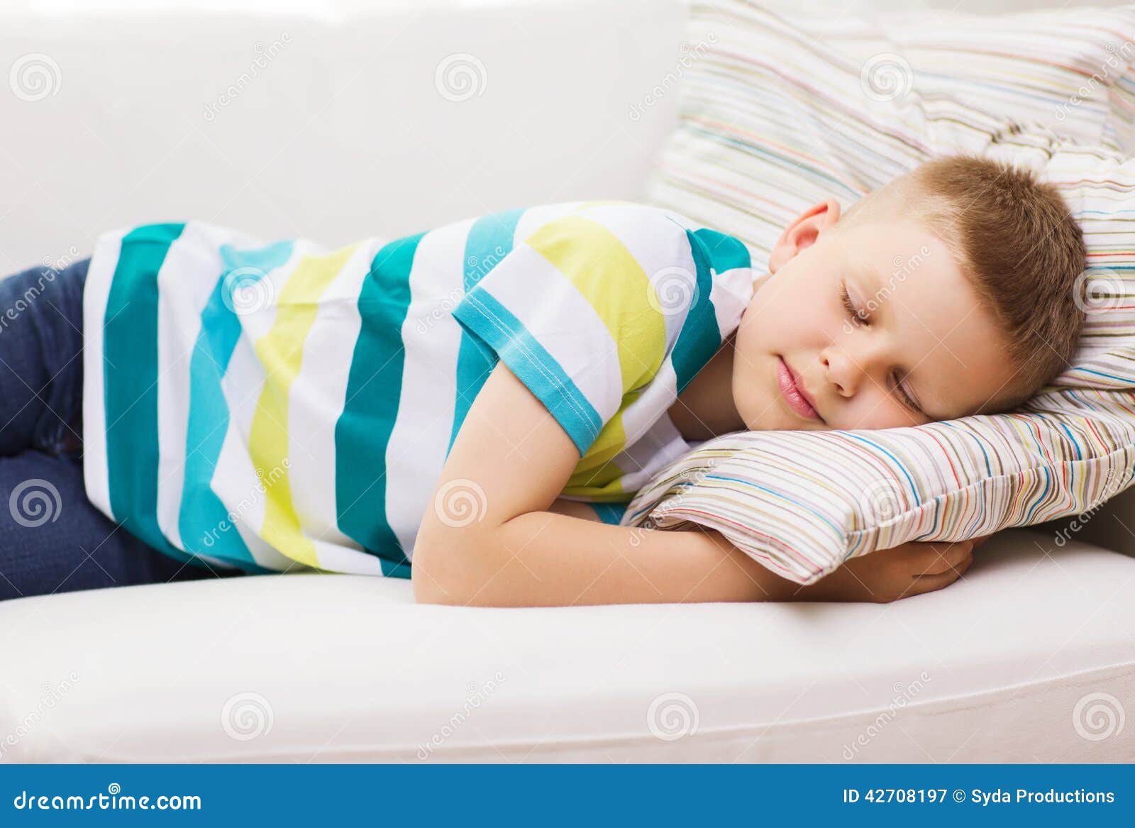 Little Boy Sleeping at Home Stock Image - Image of couch, peaceful ...