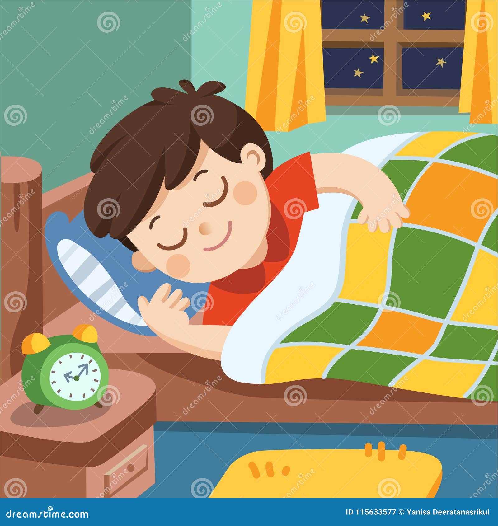 A Little Boy Sleeps in the Night. Stock Vector - Illustration of ...