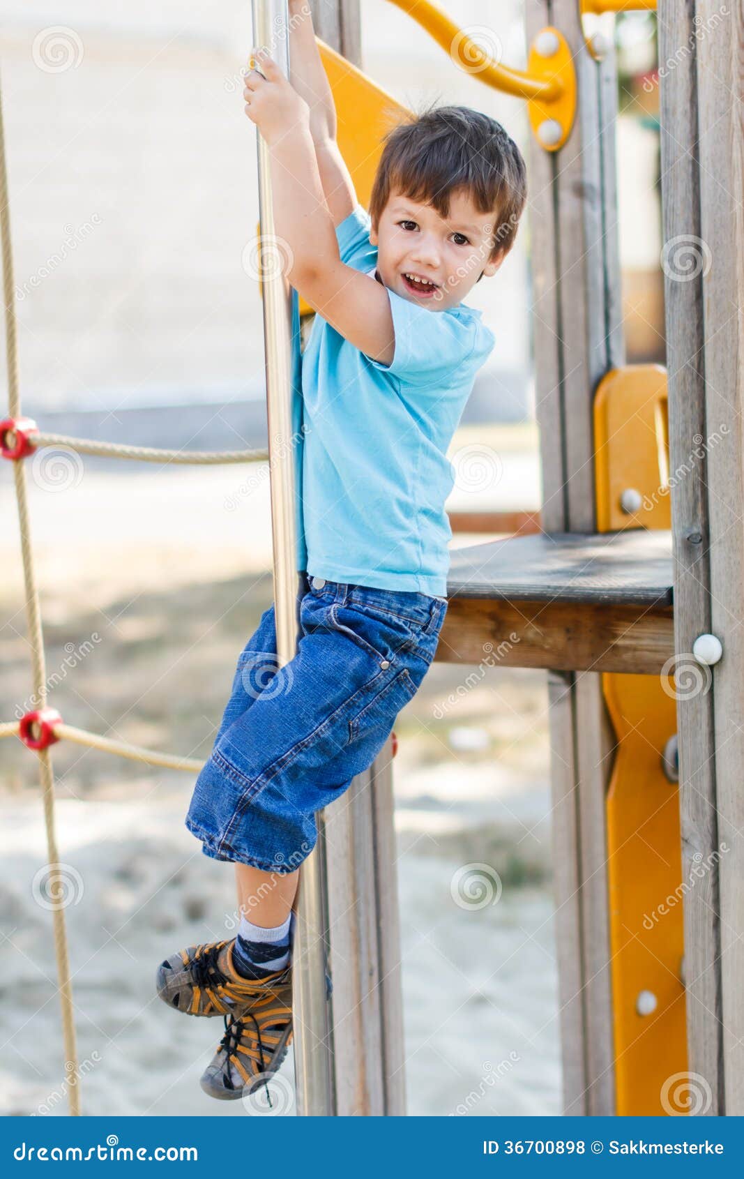 Little Boy Slide Down on Pole Stock Photo - Image of daylight, happy ...