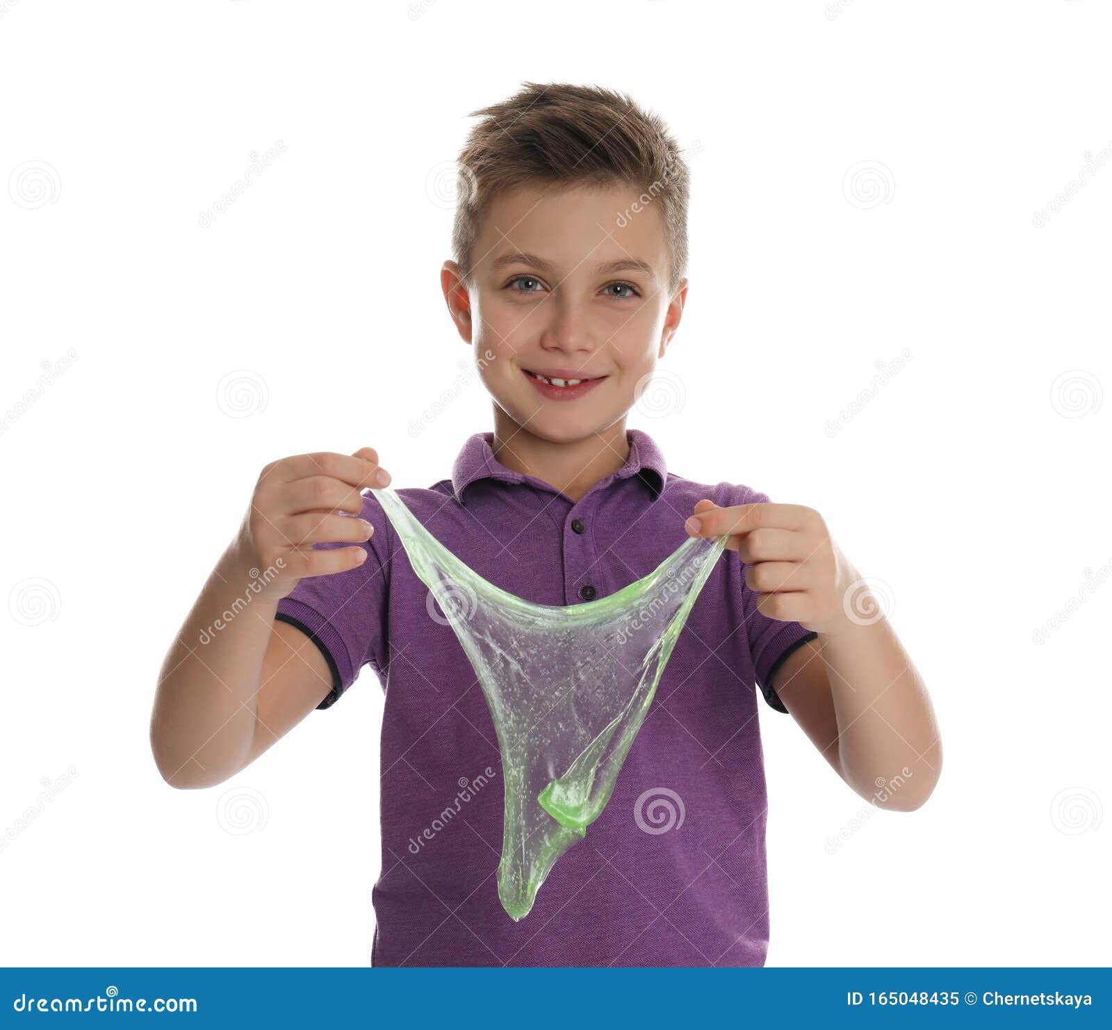 Little Boy with Slime on White Stock Image - Image of fluffy, learning ...