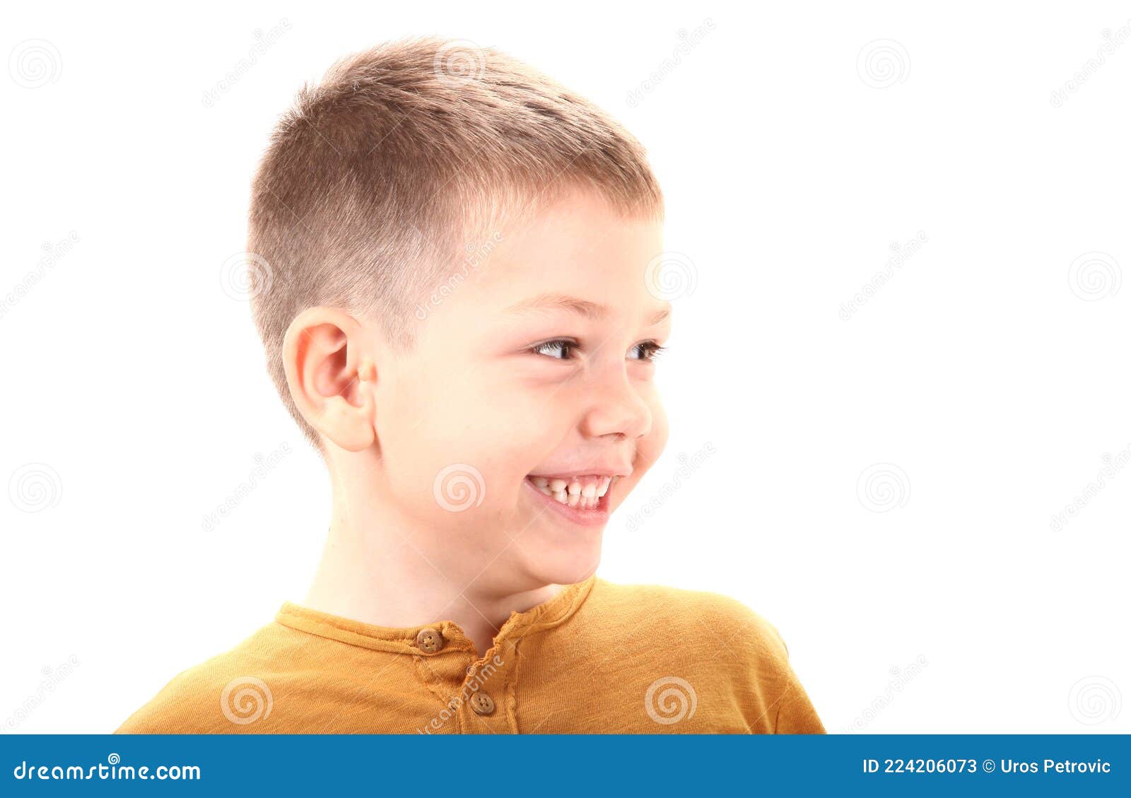 Little Boy is Smiling and Looking Left Stock Image - Image of smile ...