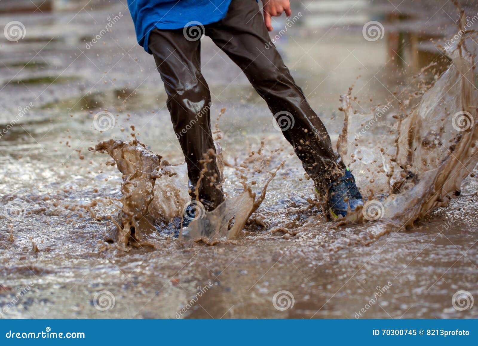 Little Boy Splashing in a Mud Puddle, Stock Image - Image of dirty ...