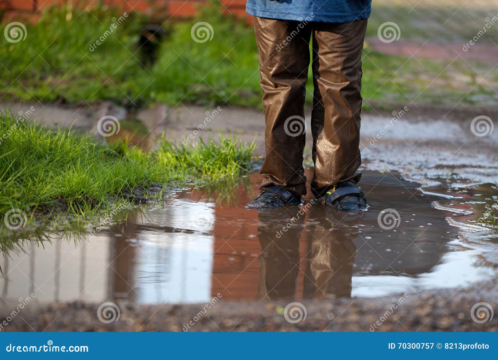 Little Boy Splashing in a Mud Puddle, Stock Image - Image of happy ...