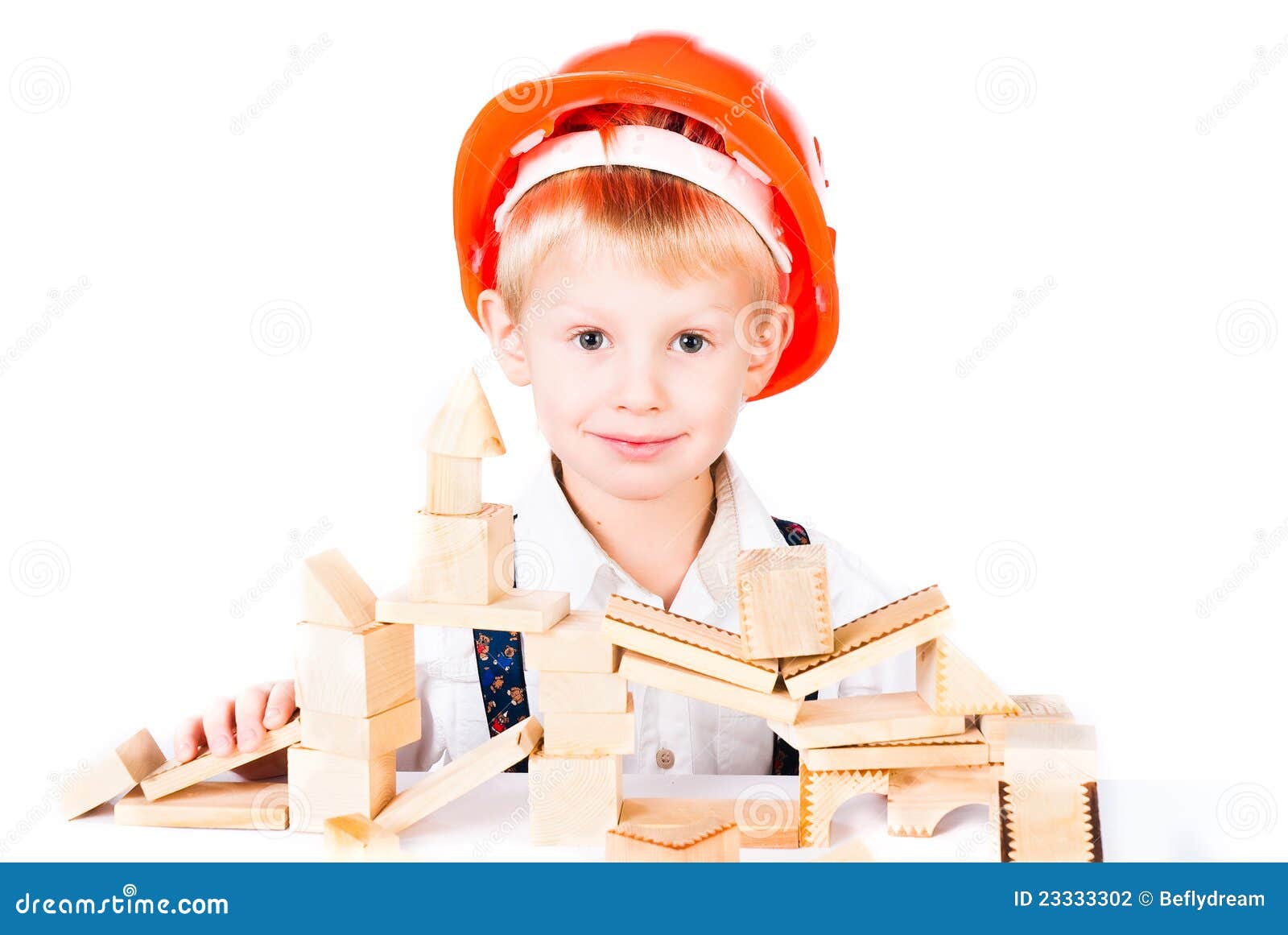 Little Boy Stacks Wooden Blocks Isolated Stock Photo - Image of clever ...