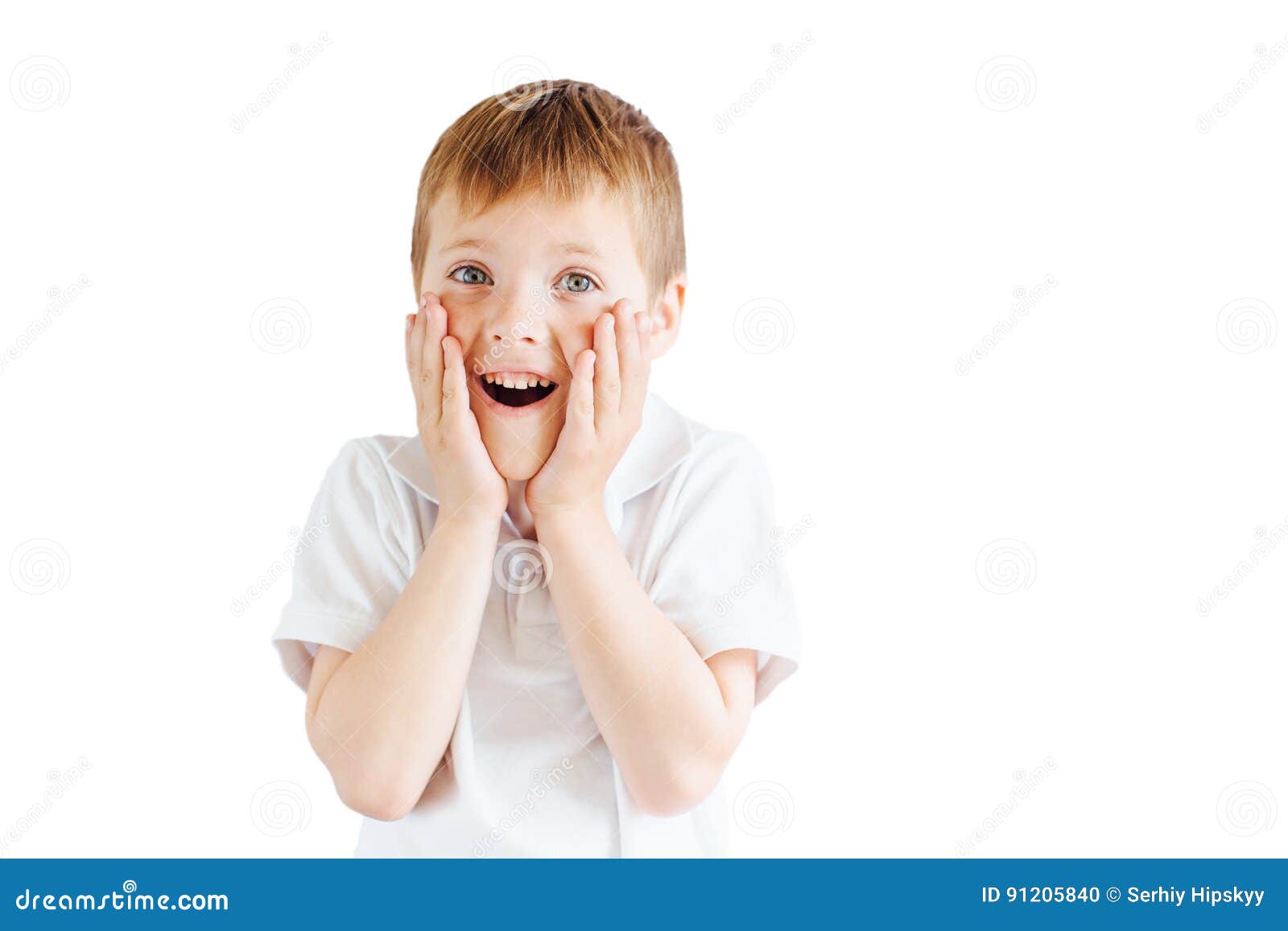Little Boy Stand on White Background Stock Photo - Image of emotion ...