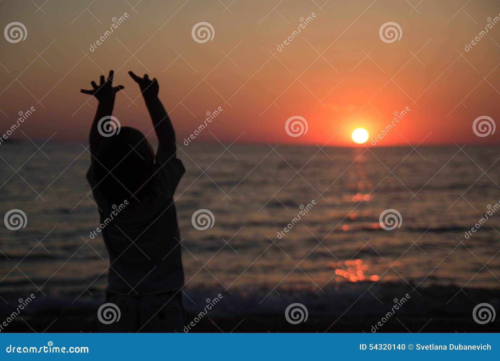 Little Boy Standing Back and Watching the Sunset Stock Photo - Image of ...