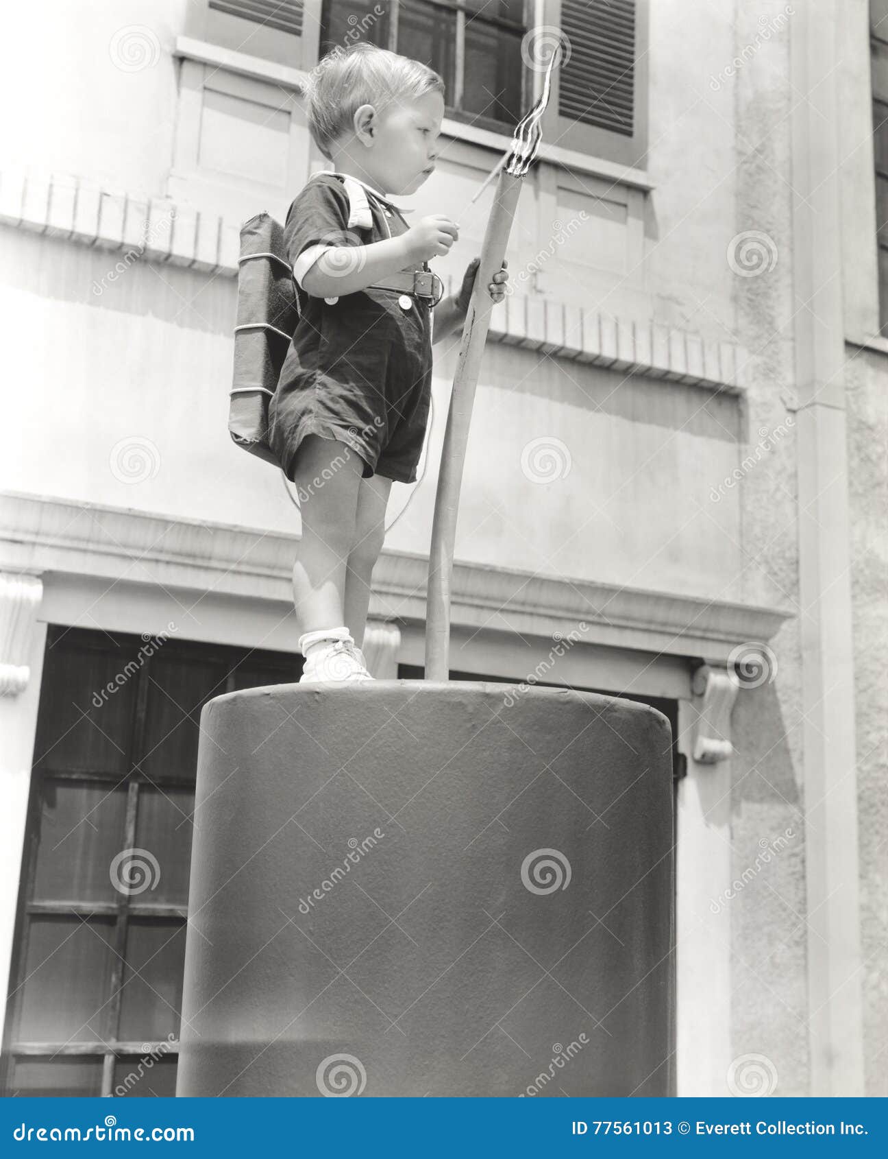 Little Boy Standing on Giant Firecracker Prop Editorial Stock Photo ...
