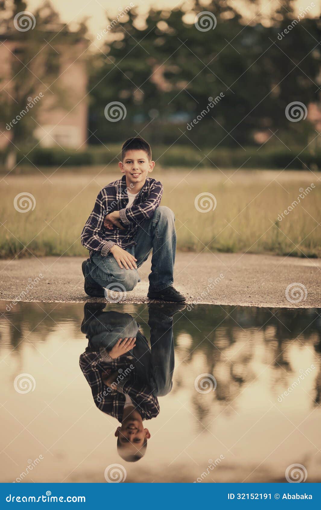 Little Boy Standing in Puddle Stock Image - Image of children ...