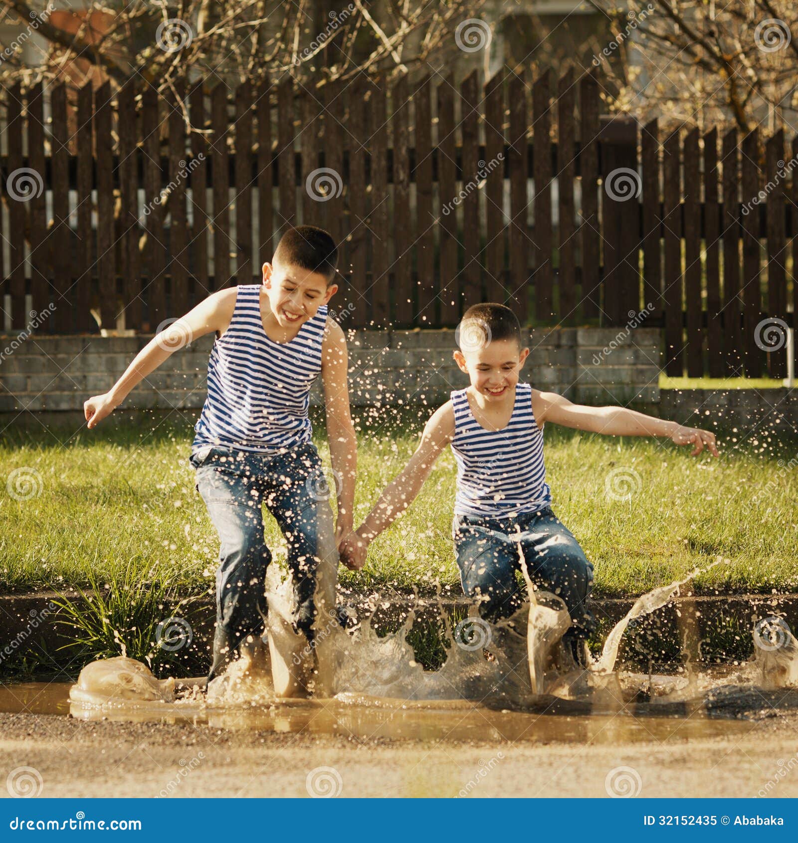 Little Boy Standing in Puddle Stock Image - Image of reflection, nature ...